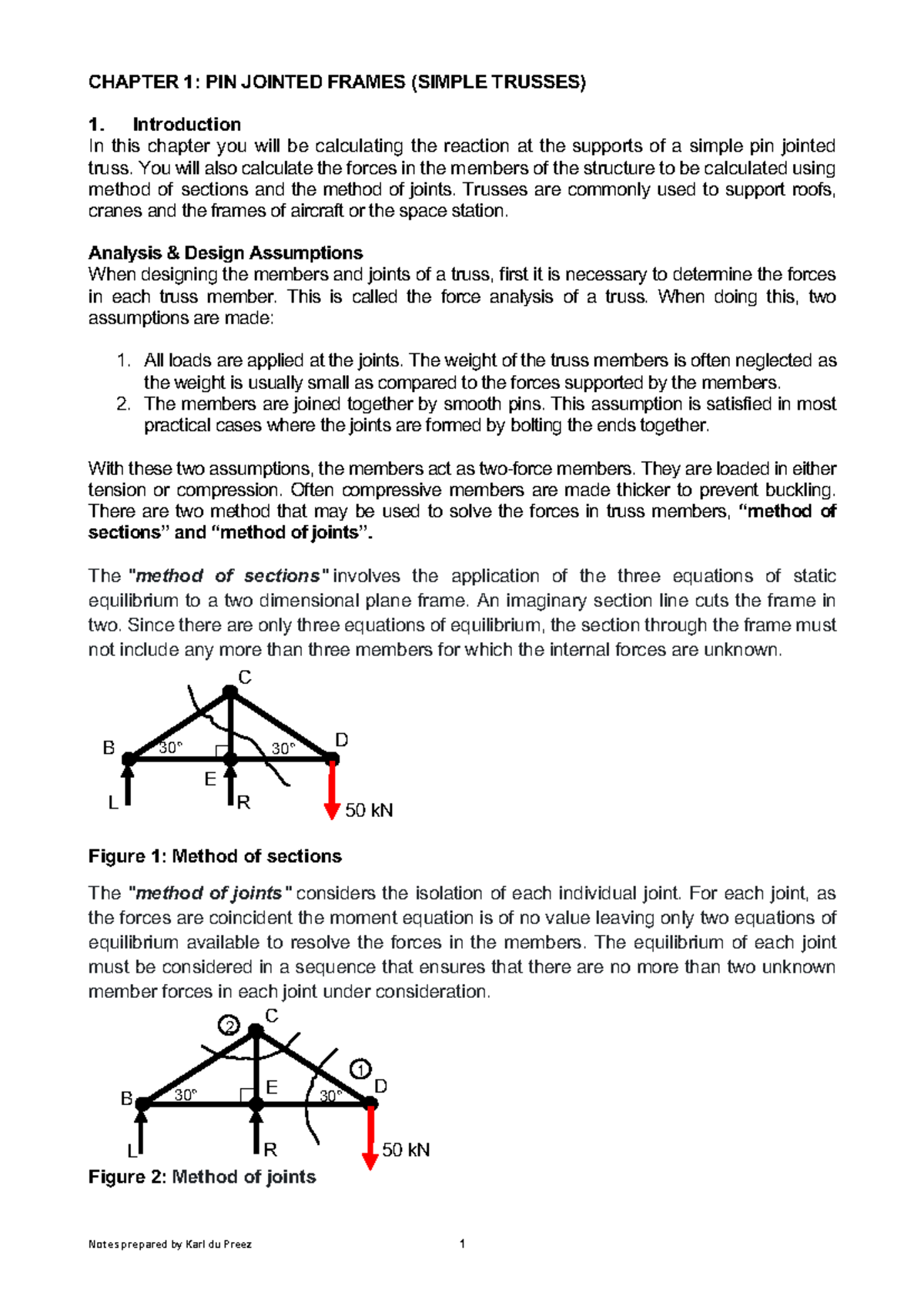 PIN Jointed Frames Notes - CHAPTER 1: PIN JOINTED FRAMES (SIMPLE ...