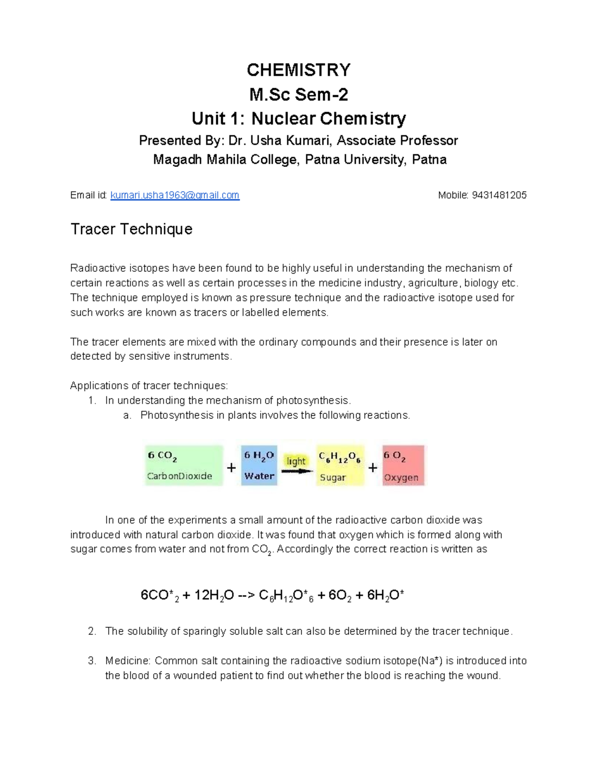 Nuclear Chemistry and Tracer Techniques in Chemistry - Studocu