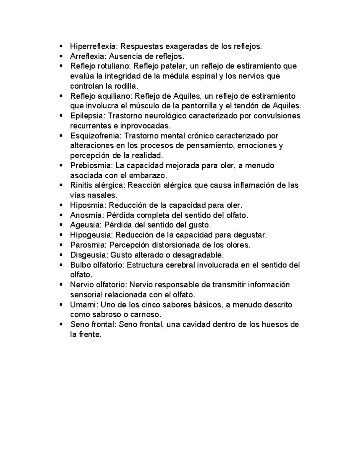 Glosario - dfvdfgsvfbgrefdfv - Hiperreflexia: Respuestas exageradas de ...