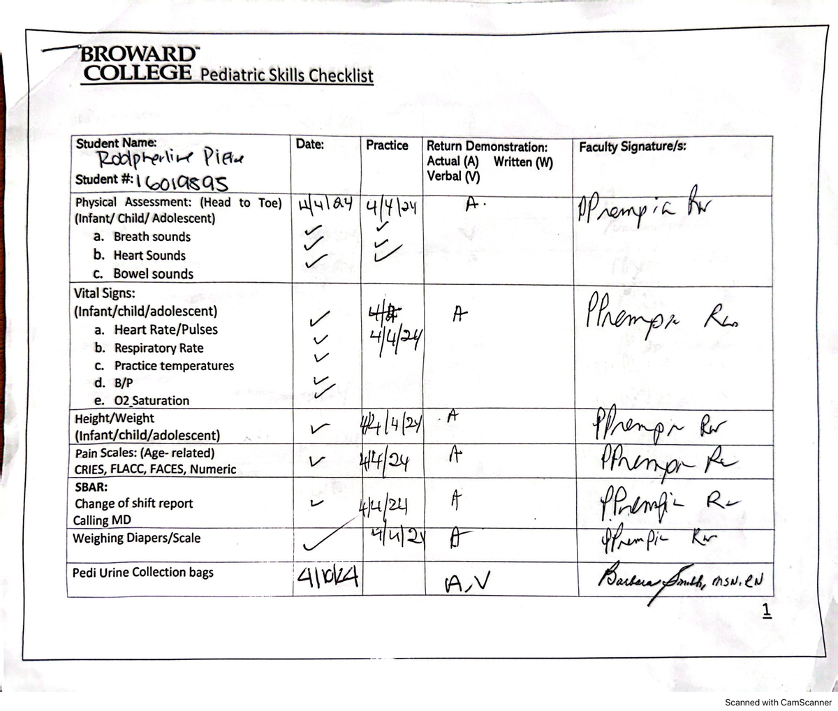 Peds skills sheet - NUR1310L - Studocu