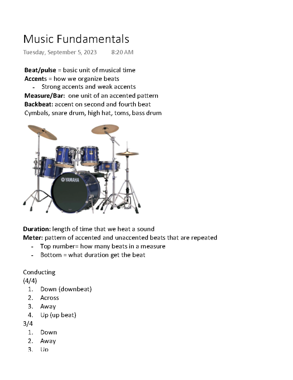 Music Fundamentals - Notes first week - Beat/pulse = basic unit of ...