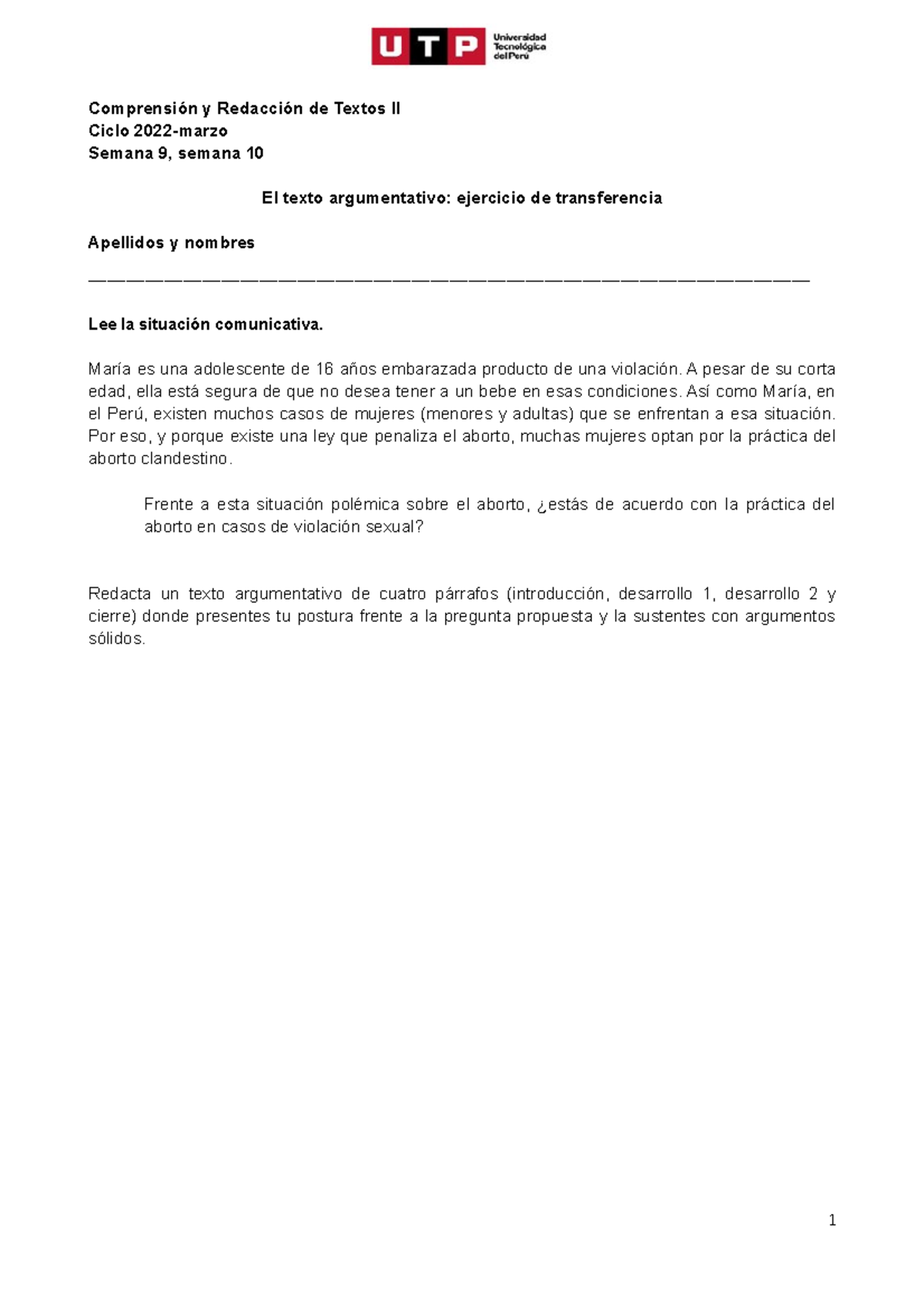 S09 - Redacta un texto argumentativo de cuatro párrafos (introducción ...