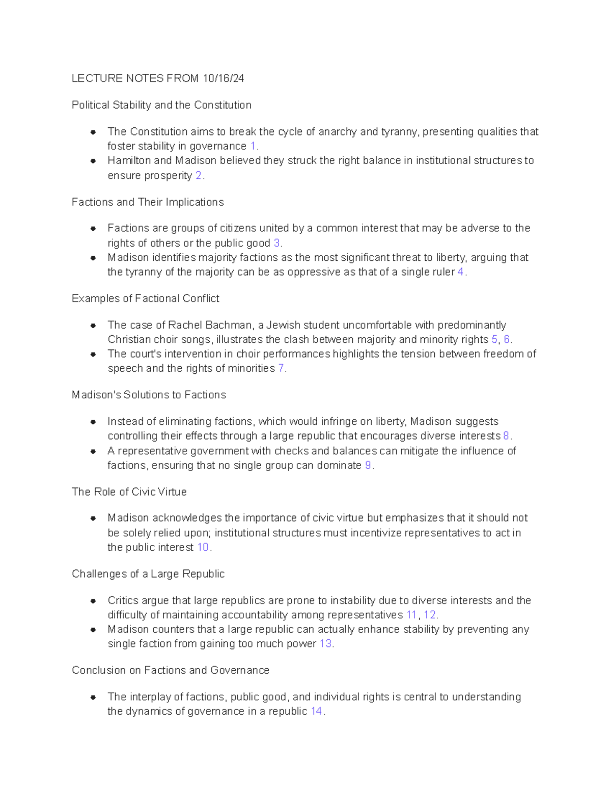 American Heritage Lecture nots - LECTURE NOTES FROM 10/16/ Political ...