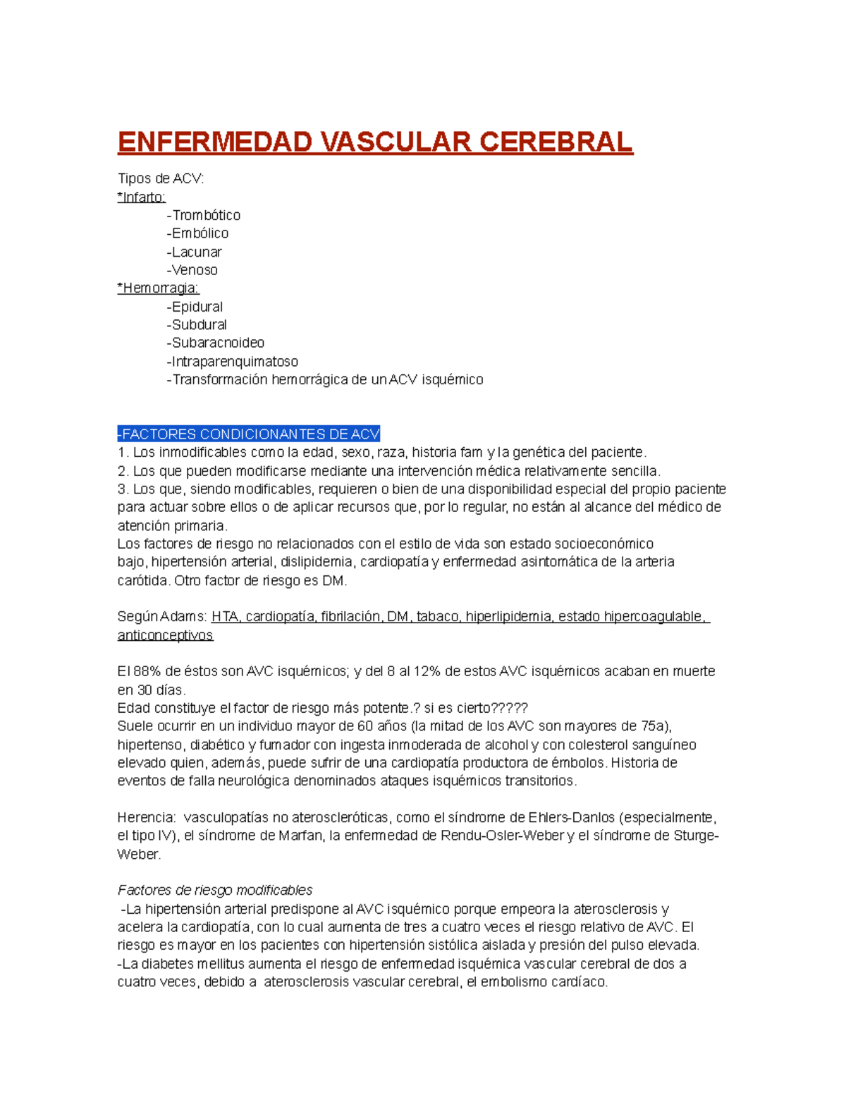 Enfermedad Vascular Cerebral - ENFERMEDAD VASCULAR CEREBRAL Tipos de ...