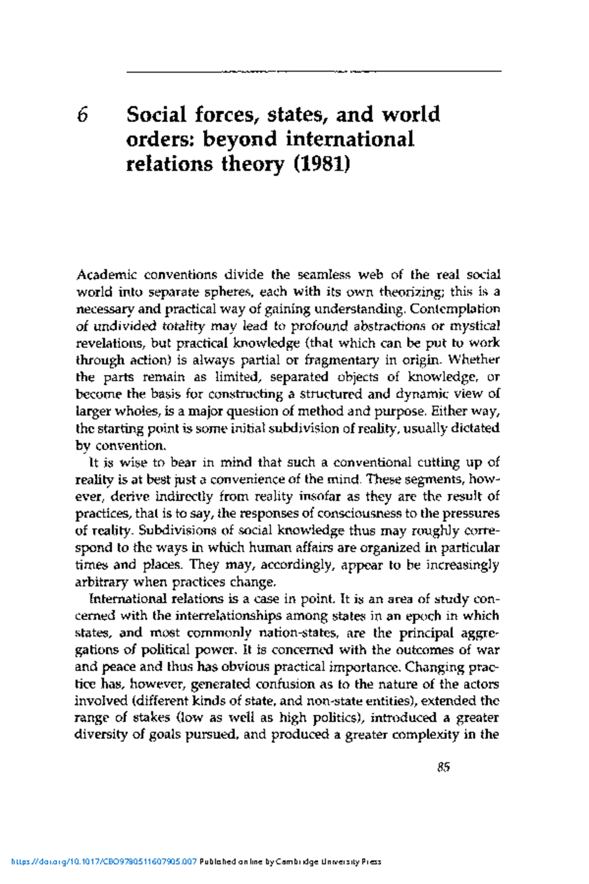 Social forces, states, and world orders: beyond international relations ...