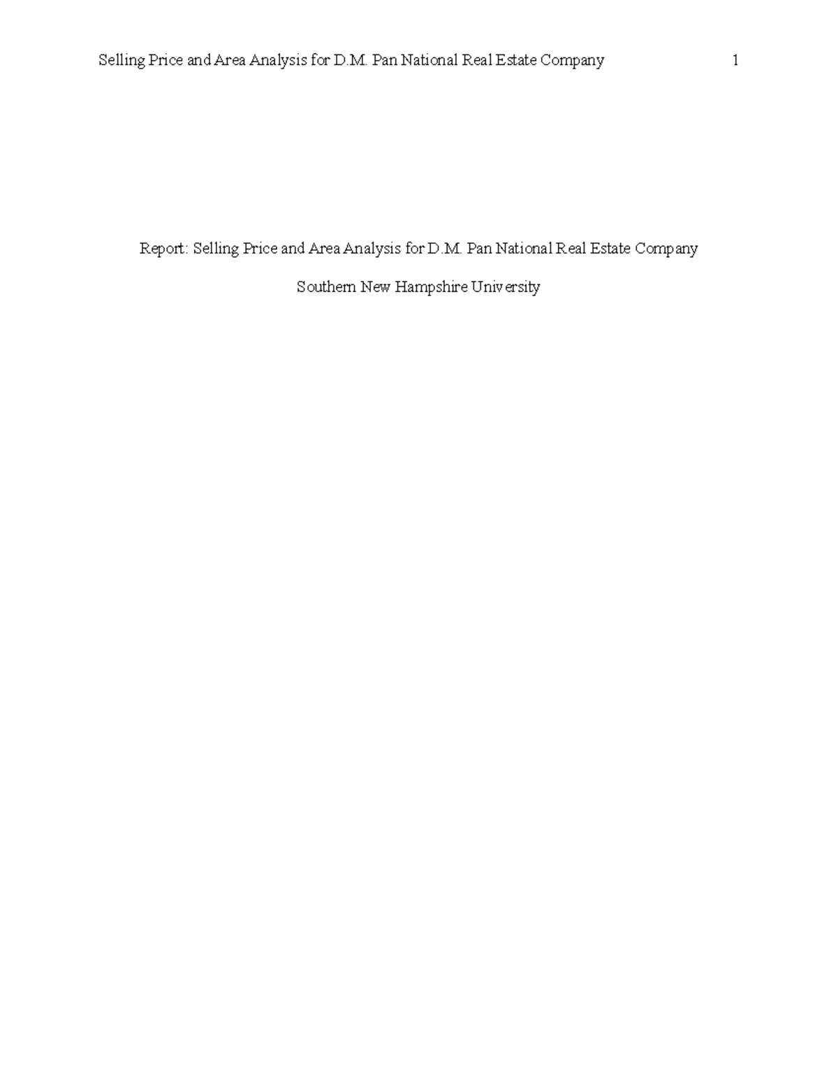 MAT 240 Module Two Assignment - Selling Price and Area Analysis for D ...