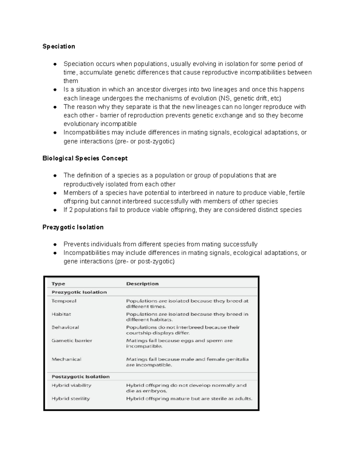 Chapter 24 notes - Speciation Speciation occurs when populations ...