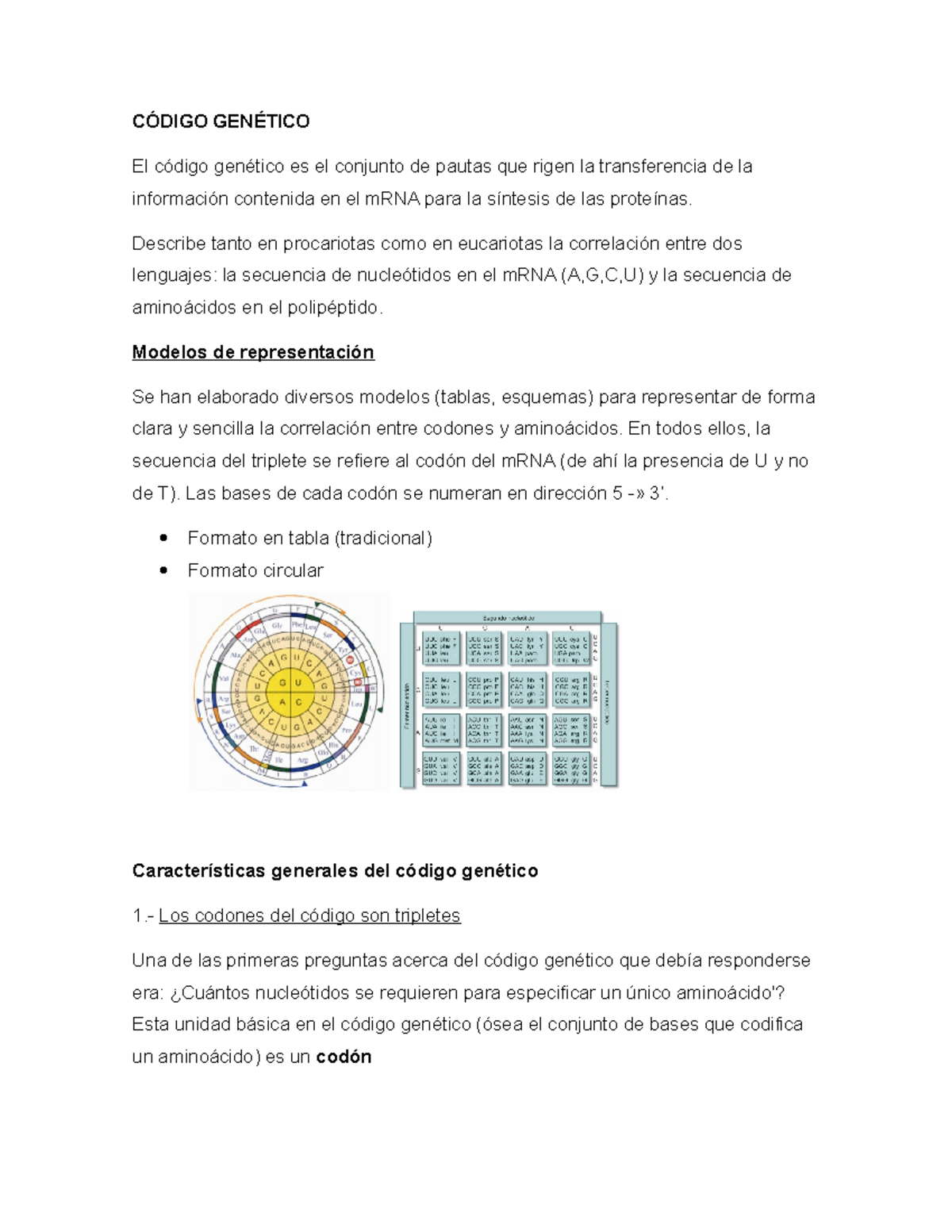 Codigo Genetico - Es un resumen del código genético, con los subtemas ...