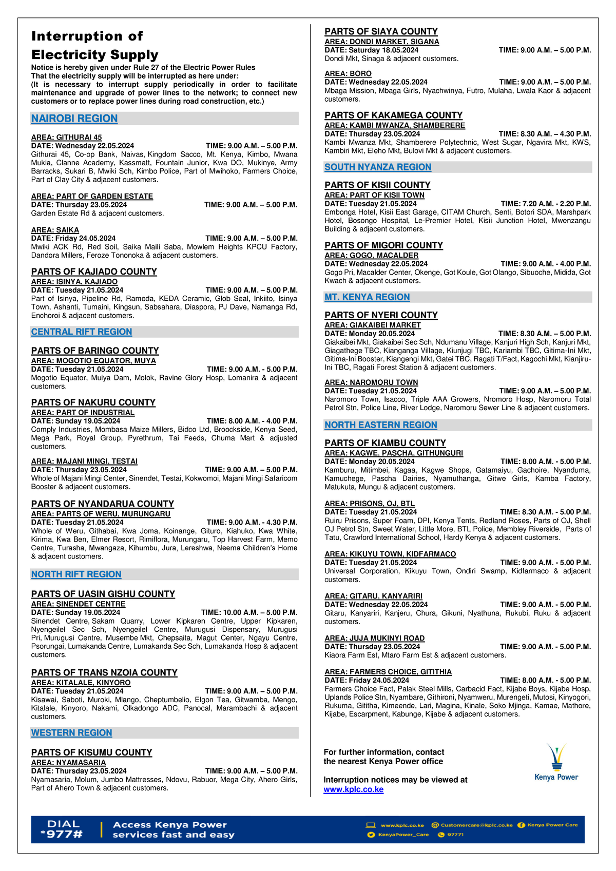 Power Maintenance Notice - 16 - Interruption of Electricity Supply ...