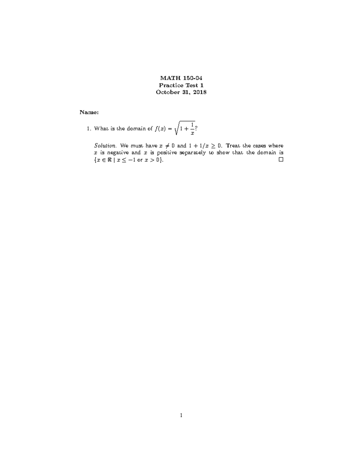 Math150-04practicetest 1sols - MATH 150- Practice Test 1 October 31 ...