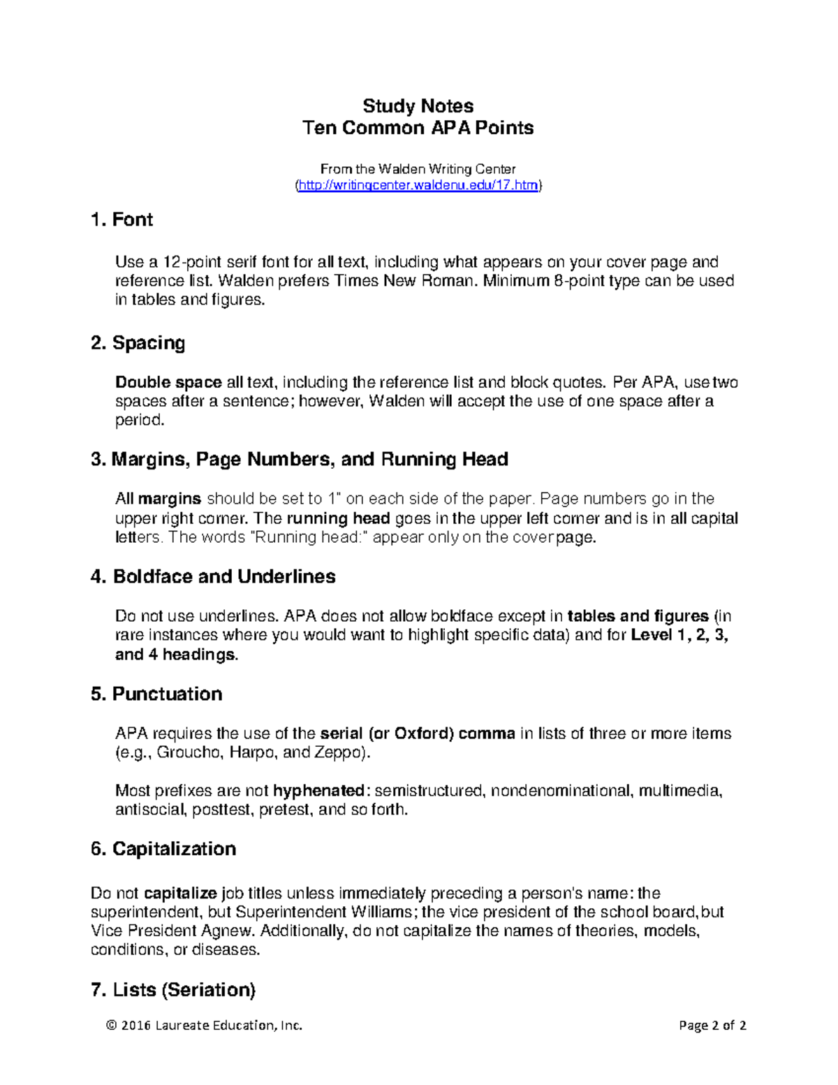 APA made easy notes on font, margins, etc - Study Notes Ten Common APA ...