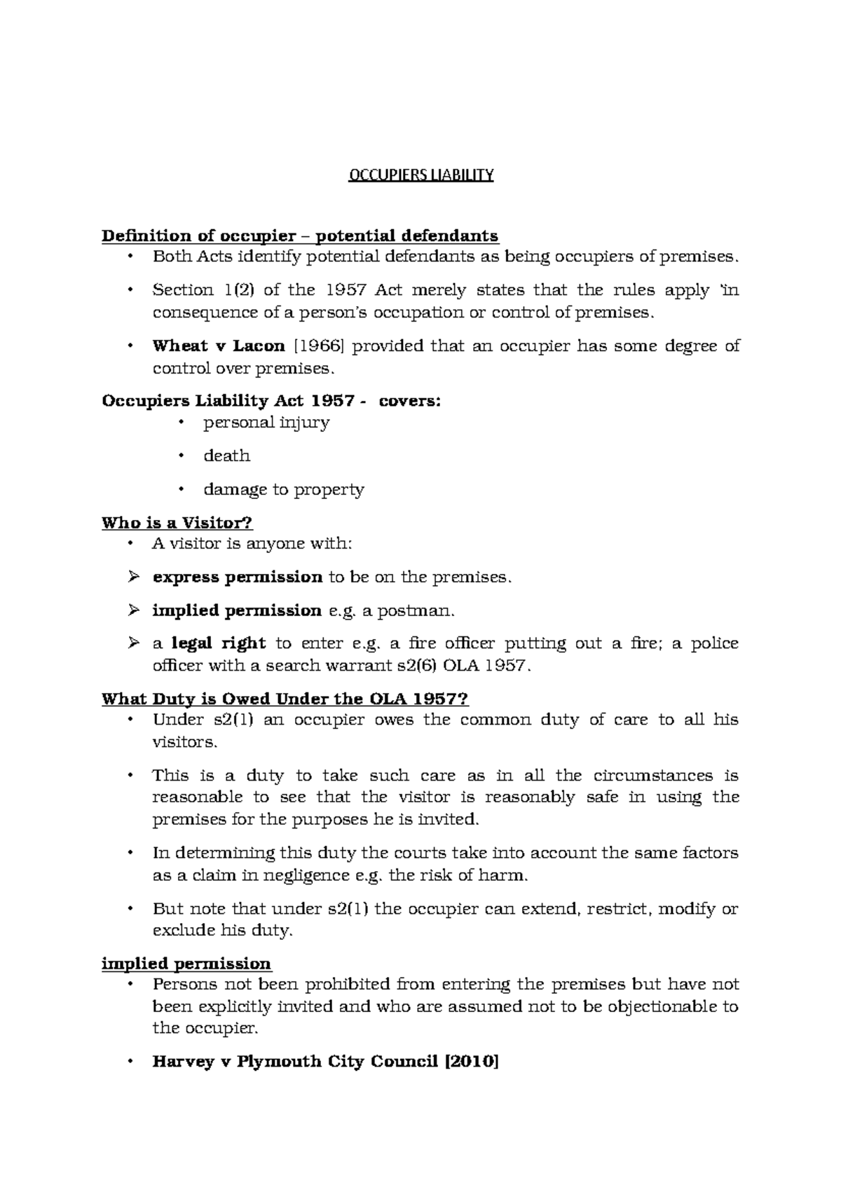Occupiers Liability - OCCUPIERS LIABILITY Definition of occupier ...