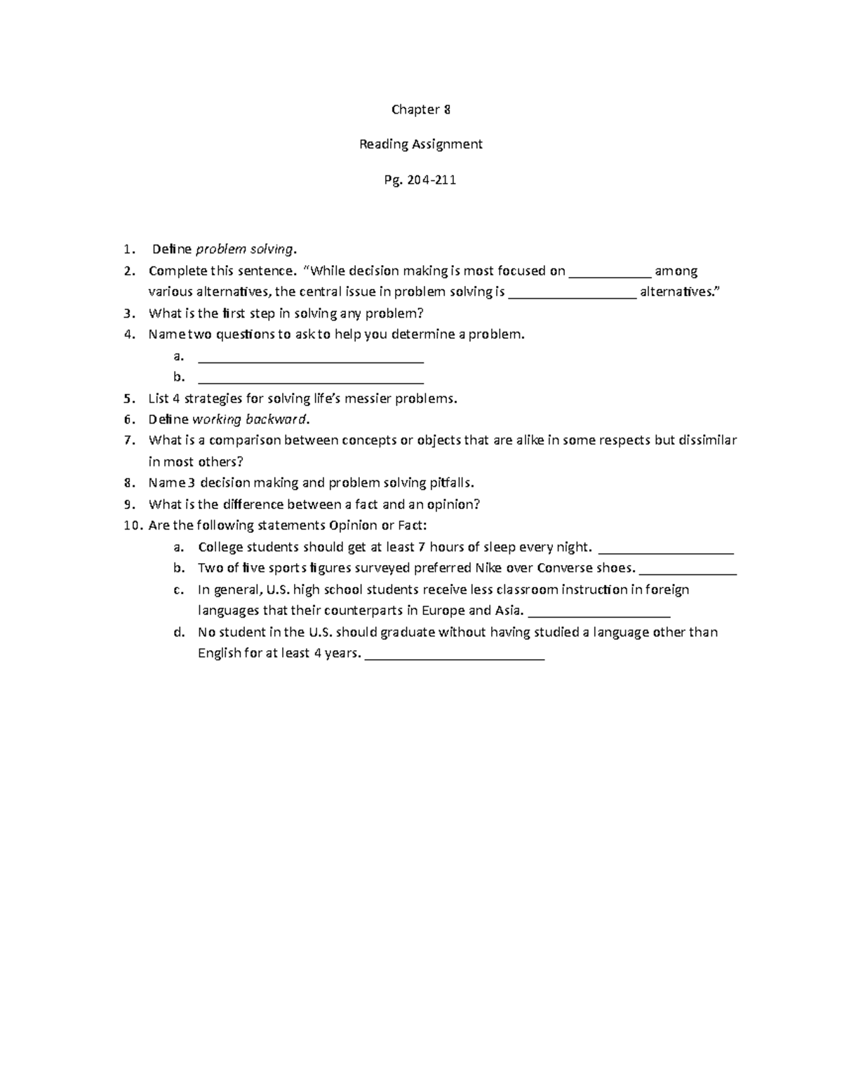 Chapter 8reading assignment for Canvas - Chapter 8 Reading Assignment ...