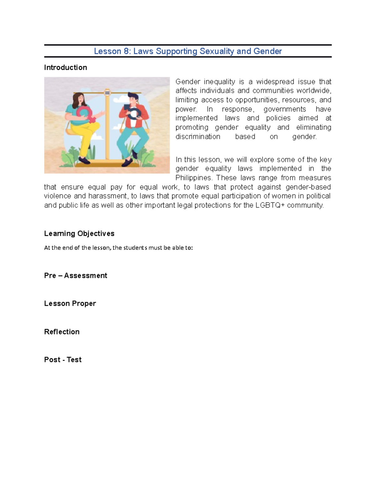 Lesson 8 Module - Lesson 8: Laws Supporting Sexuality and Gender ...