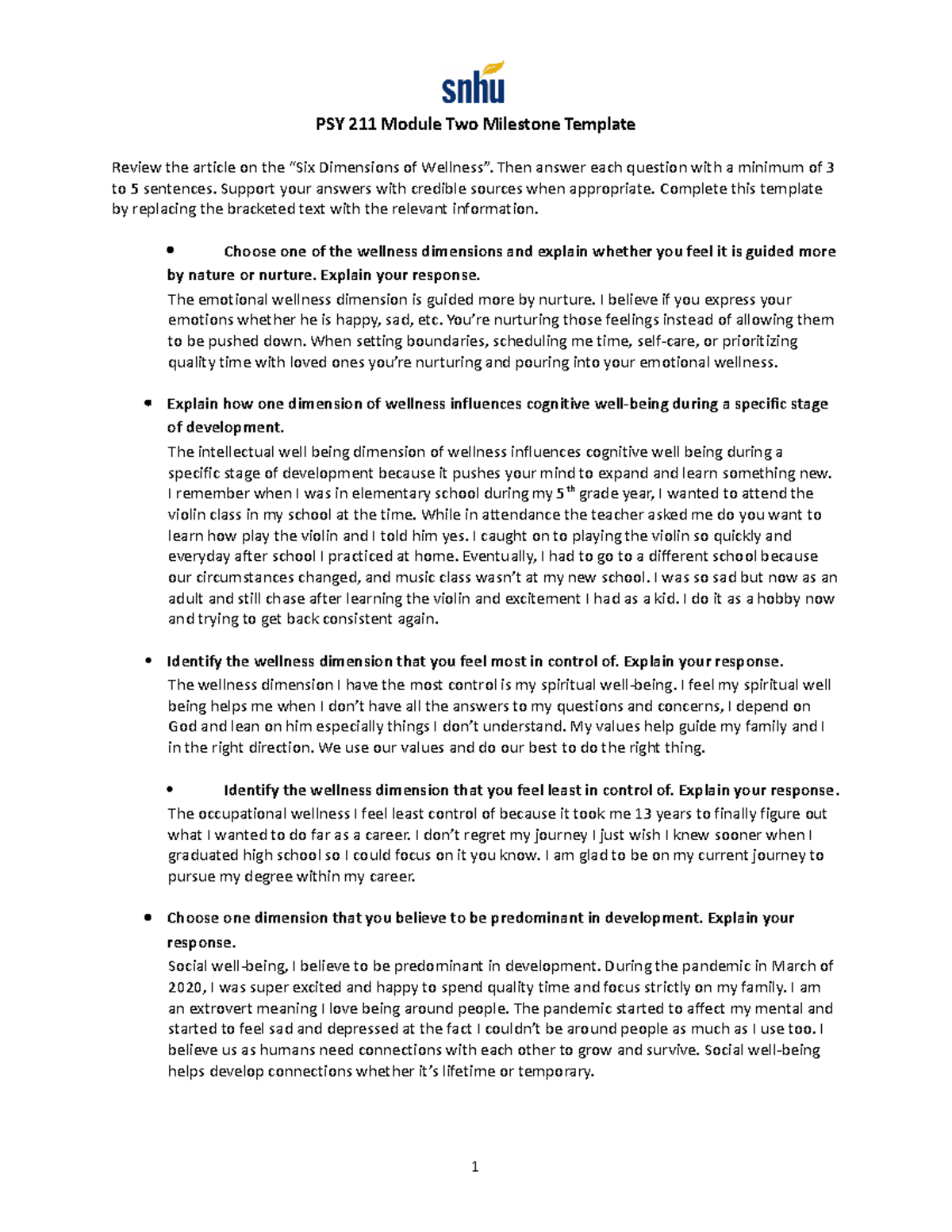 PSY 211 Module Two Milestone Template - PSY 211 Module Two Milestone Template Review the article ...