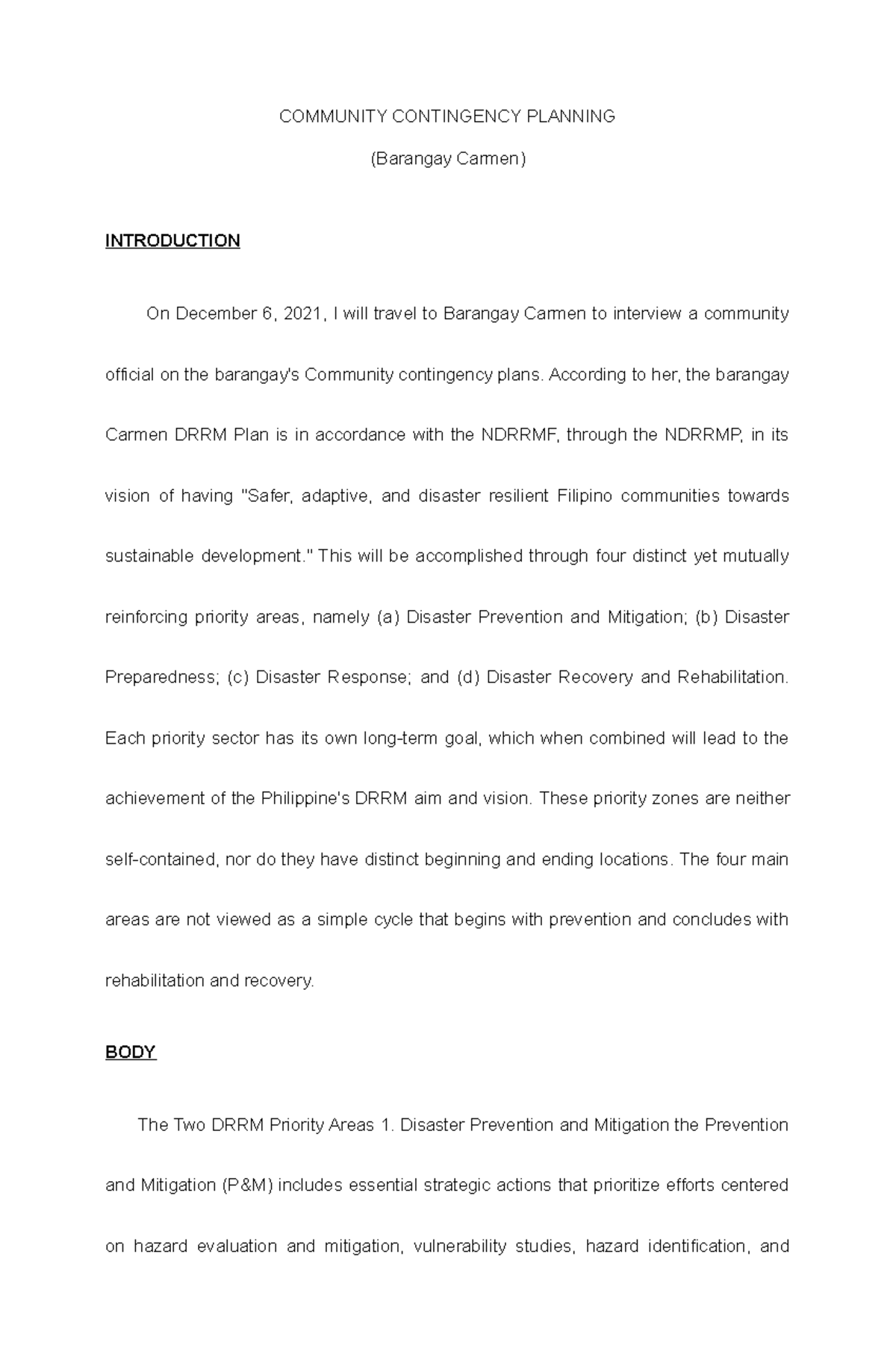 Community Contingency Planning (CCP) - COMMUNITY CONTINGENCY PLANNING ...