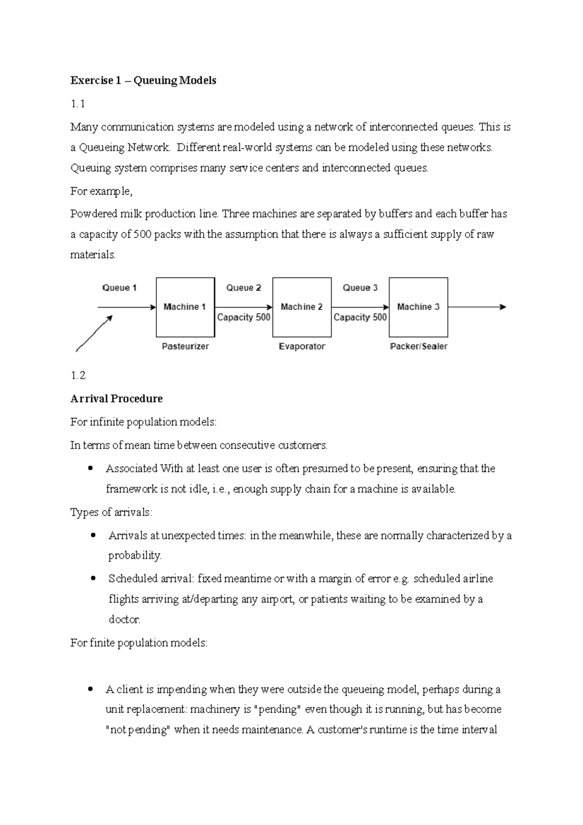 Assignment 1 final - Exercise 1 – Queuing Models 1. Many communication systems are modeled using ...