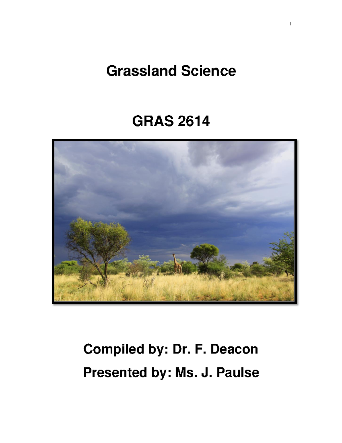 Grasslandscience (GRAS 2614 Classnotes English) - Grassland Science ...