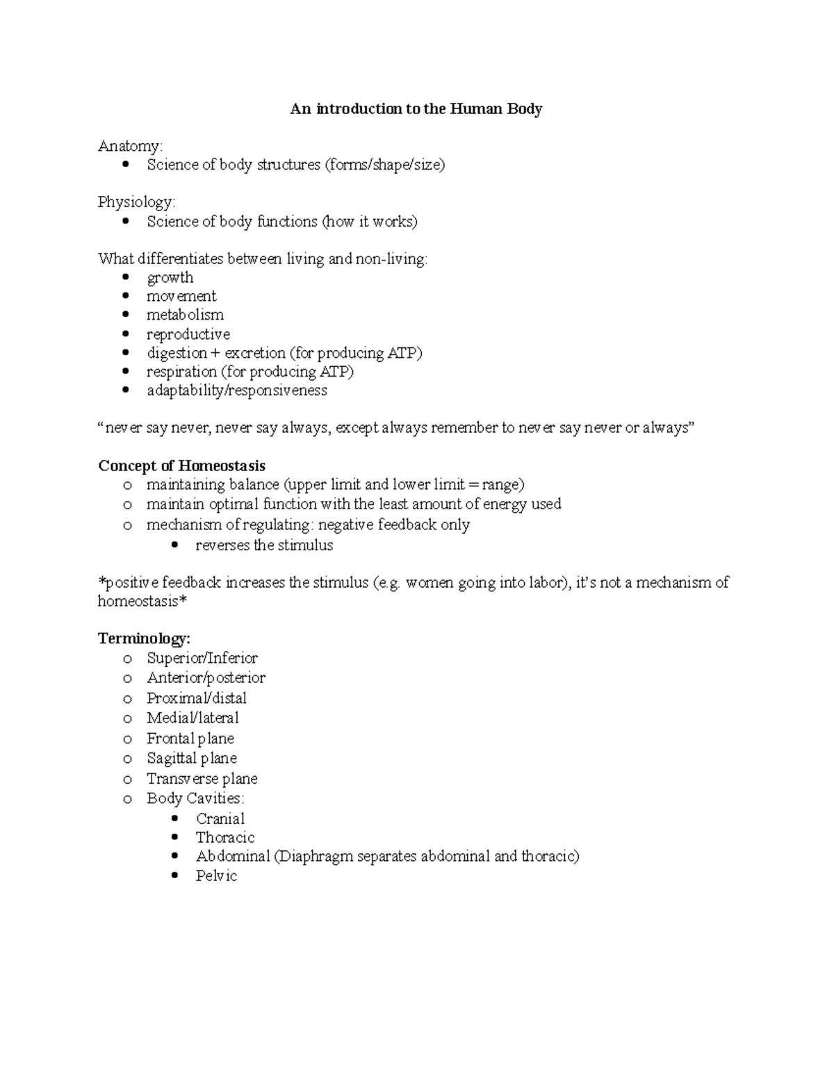 HAP101 Notes - David Andersons class lectures - An introduction to the ...