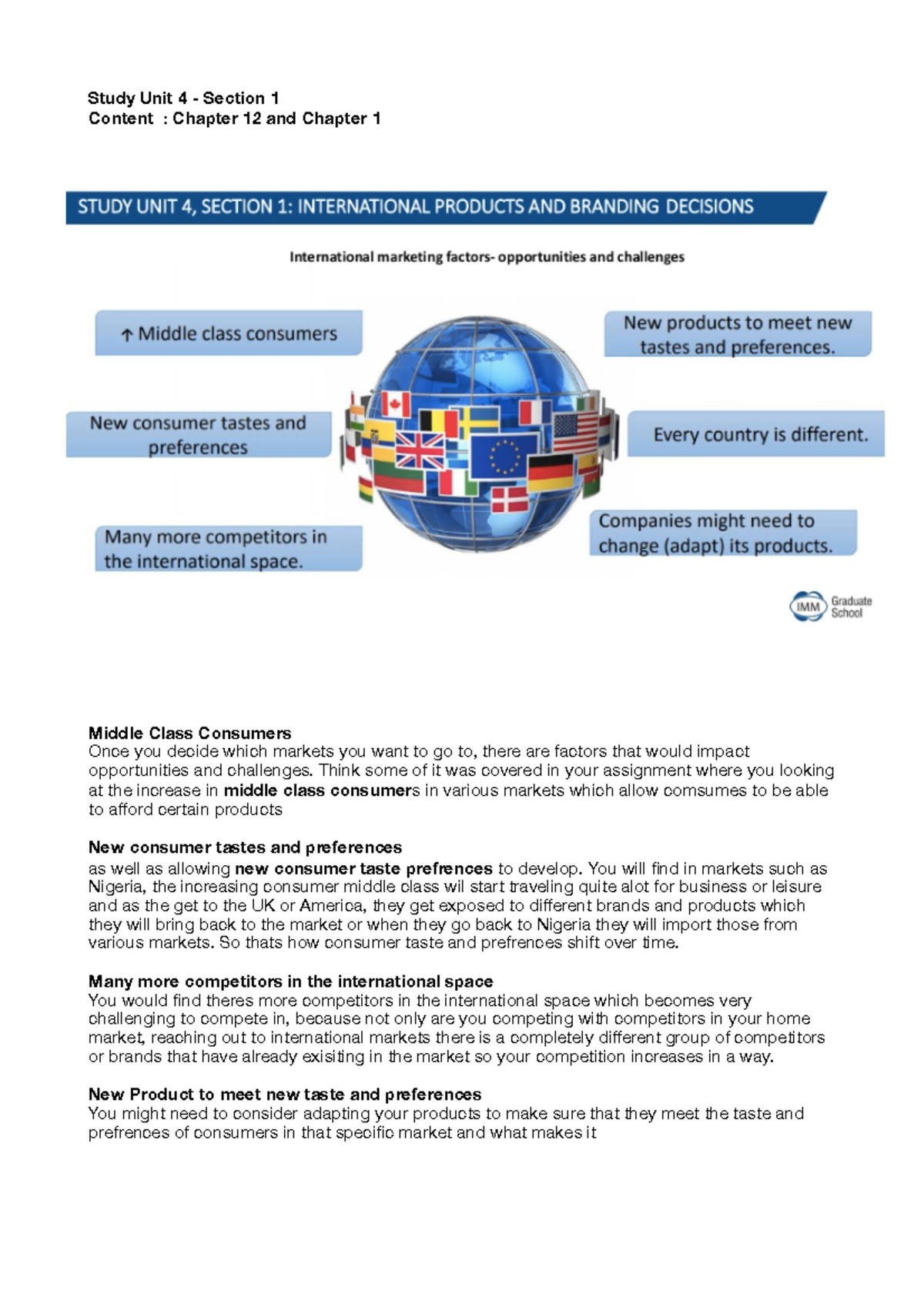 International Products and Branding Decisions - Study Unit 4 - Section ...