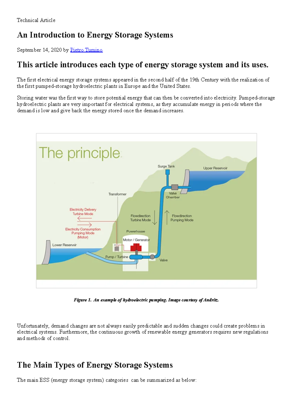 An Introduction to Energy Storage Systems - Technical Articles ...