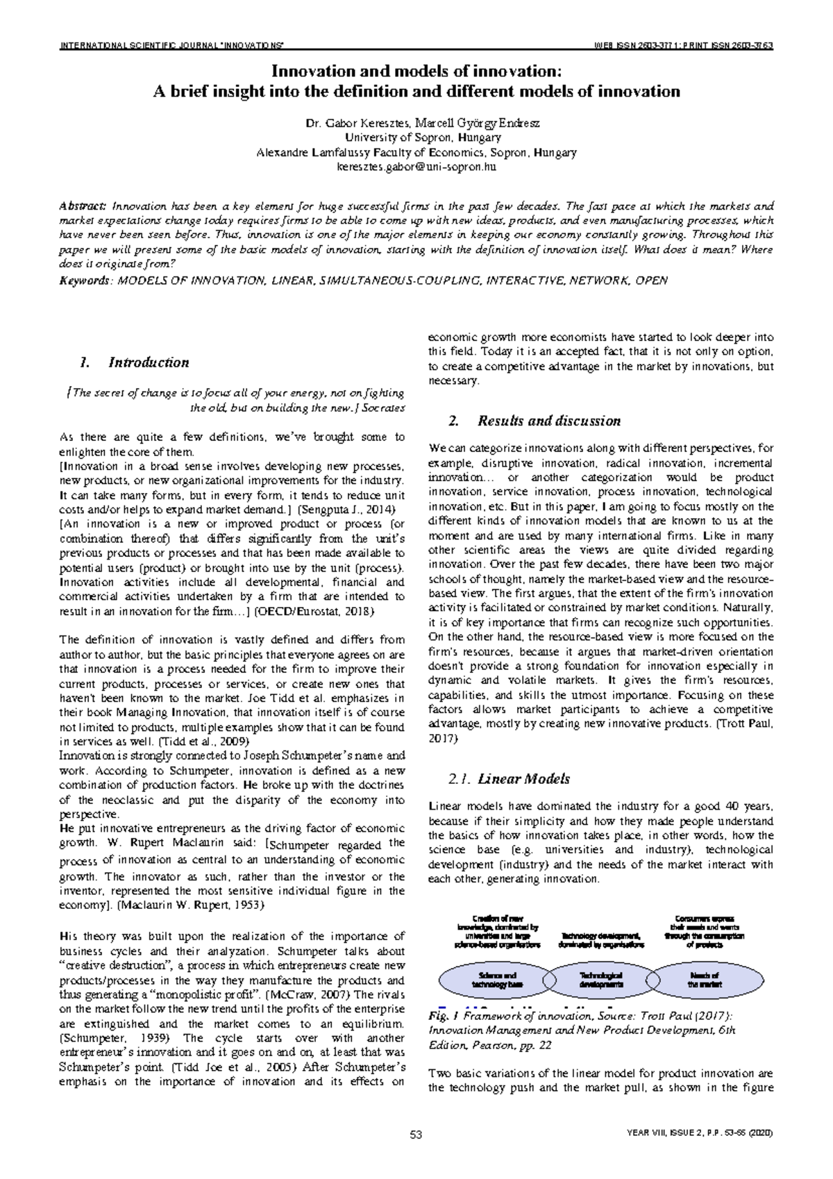 Innovations-2020-2-53 Innovation and models of innovation A brief ...