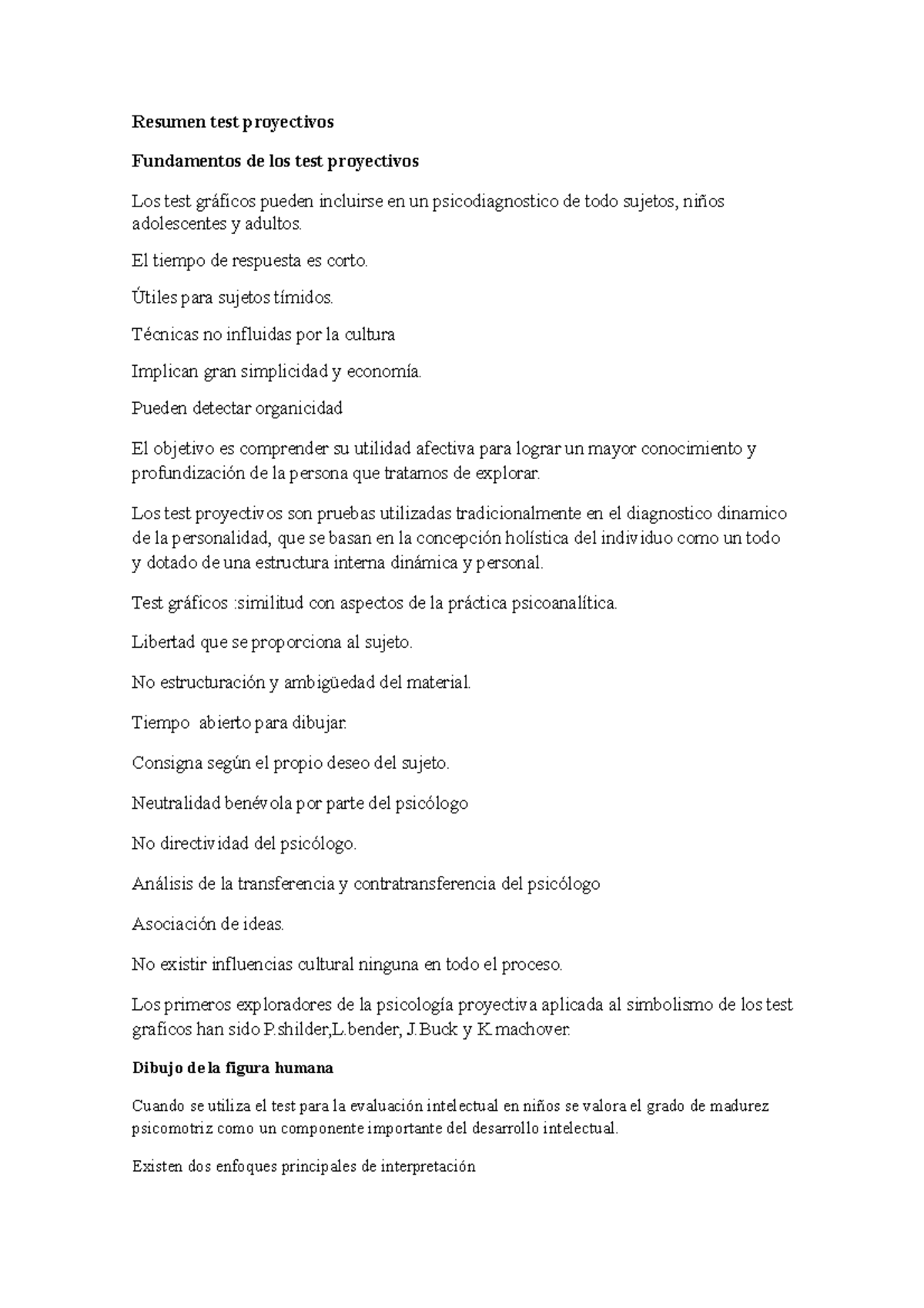 Resumen-test-proyectivos - Resumen test proyectivos Fundamentos de los ...