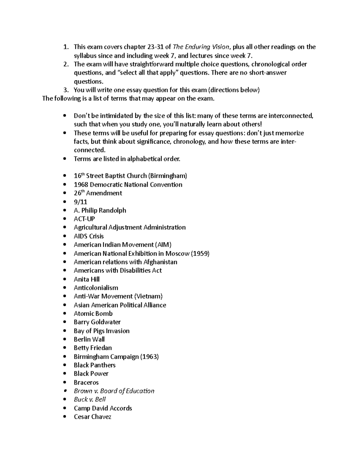 Exam 2 study guide - note - This exam covers chapter 23-31 of The ...