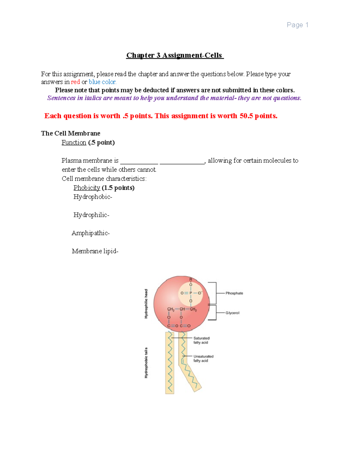 BIO 201 Chapter 3 Cells assignment OPS - Chapter 3 Assignment-Cells For ...