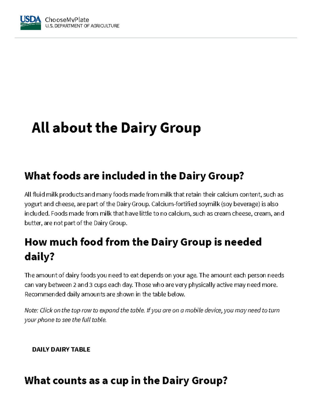 All about the Dairy Group Choose My Plate - ChooseMyPlate All about the ...