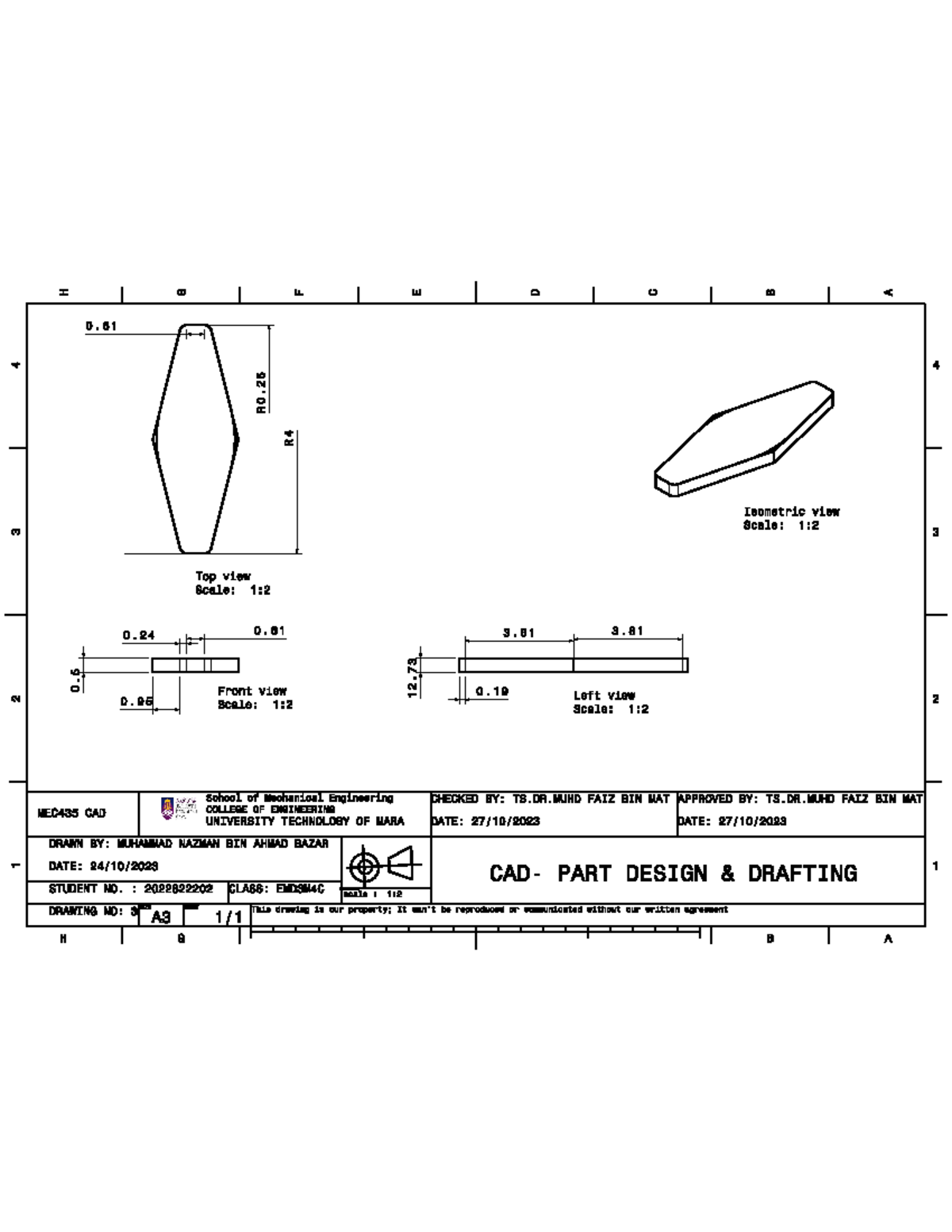 Drafting part 3 - practice - Computer aid Design - Studocu