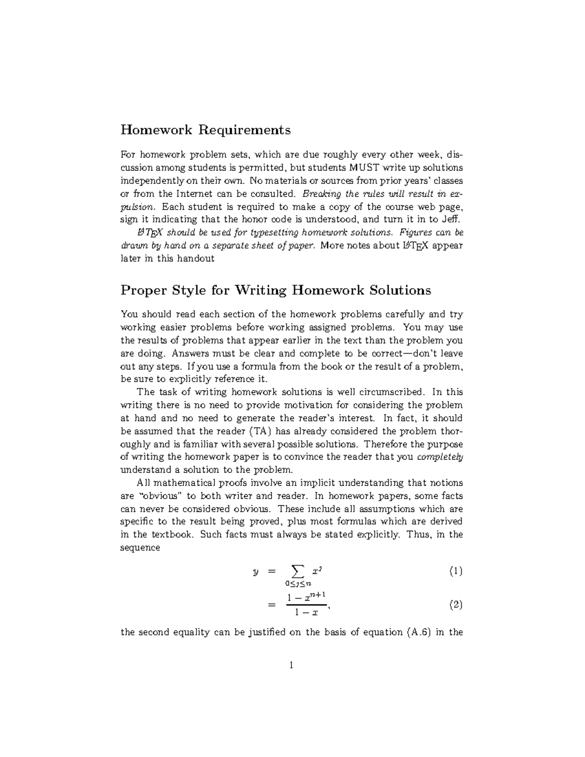 Homework requirements and proper style for writing homework solutions ...
