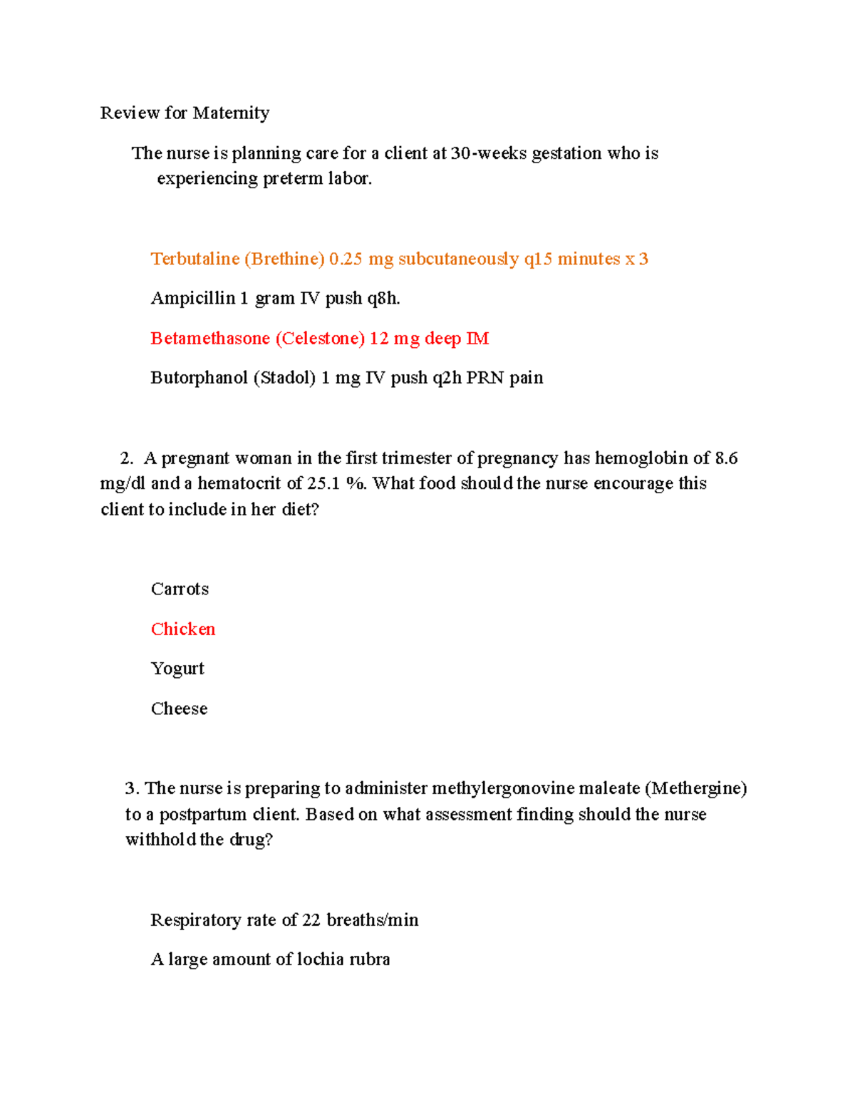 Review for Maternity - Terbutaline (Brethine) 0 mg subcutaneously q15 ...
