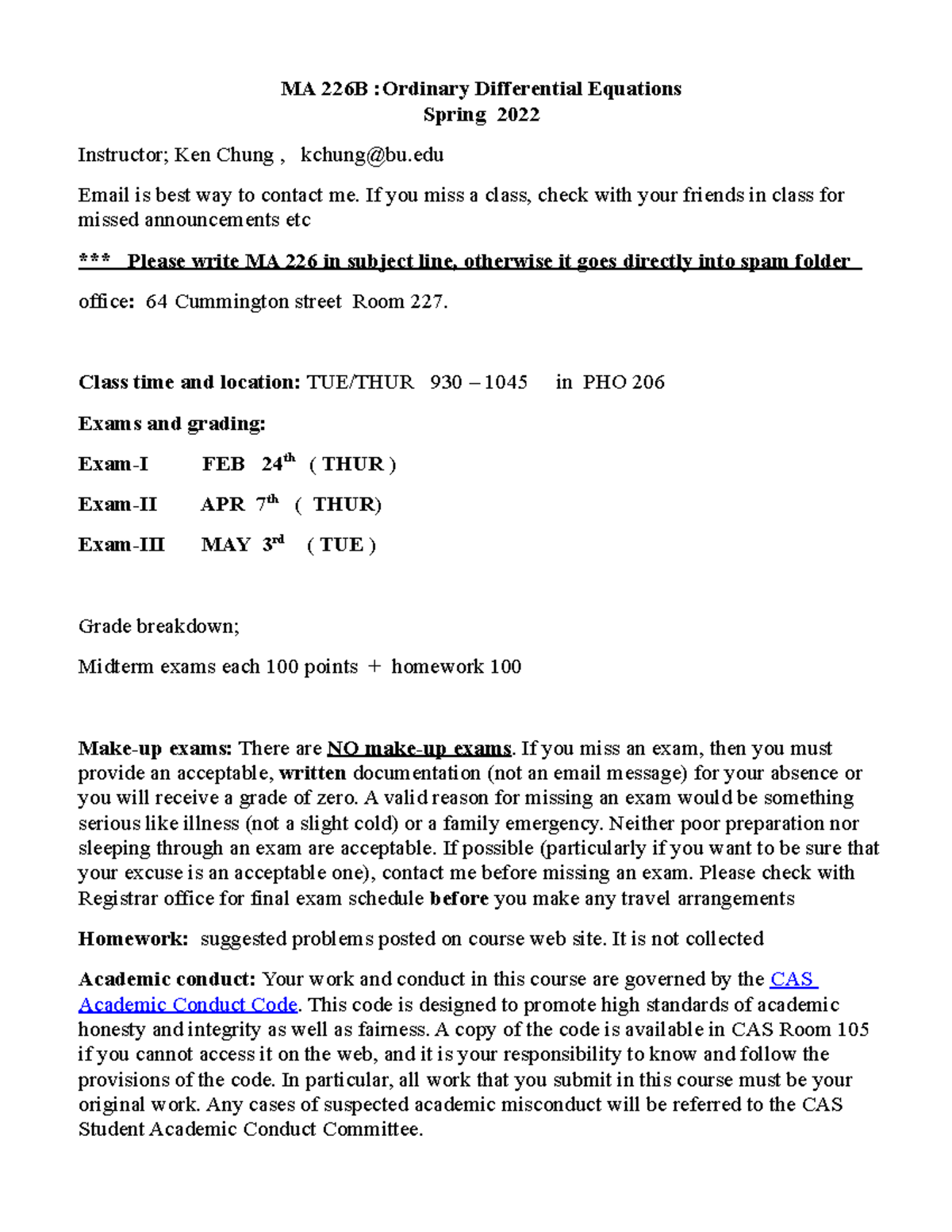 Syll MA226 SP 2022 - linear algebra - MA 226B :Ordinary Differential ...