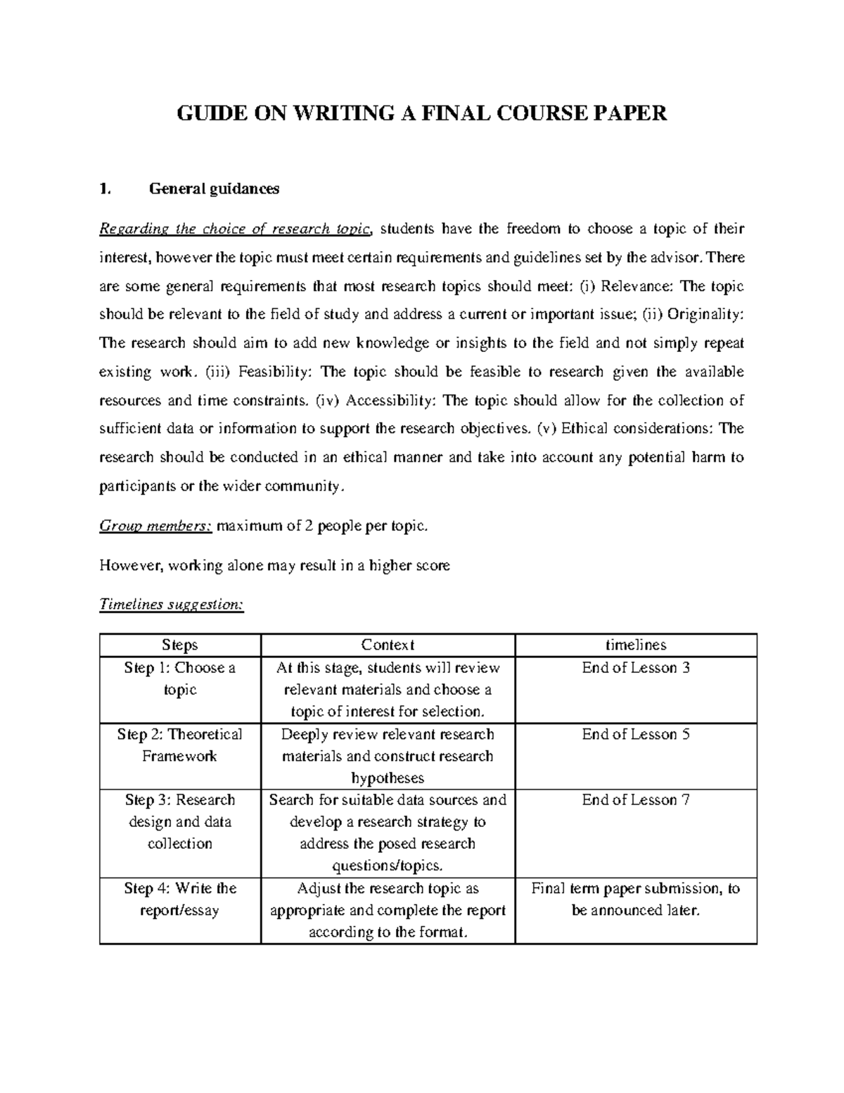 BIG Essay Format - học giỏi - GUIDE ON WRITING A FINAL COURSE PAPER ...