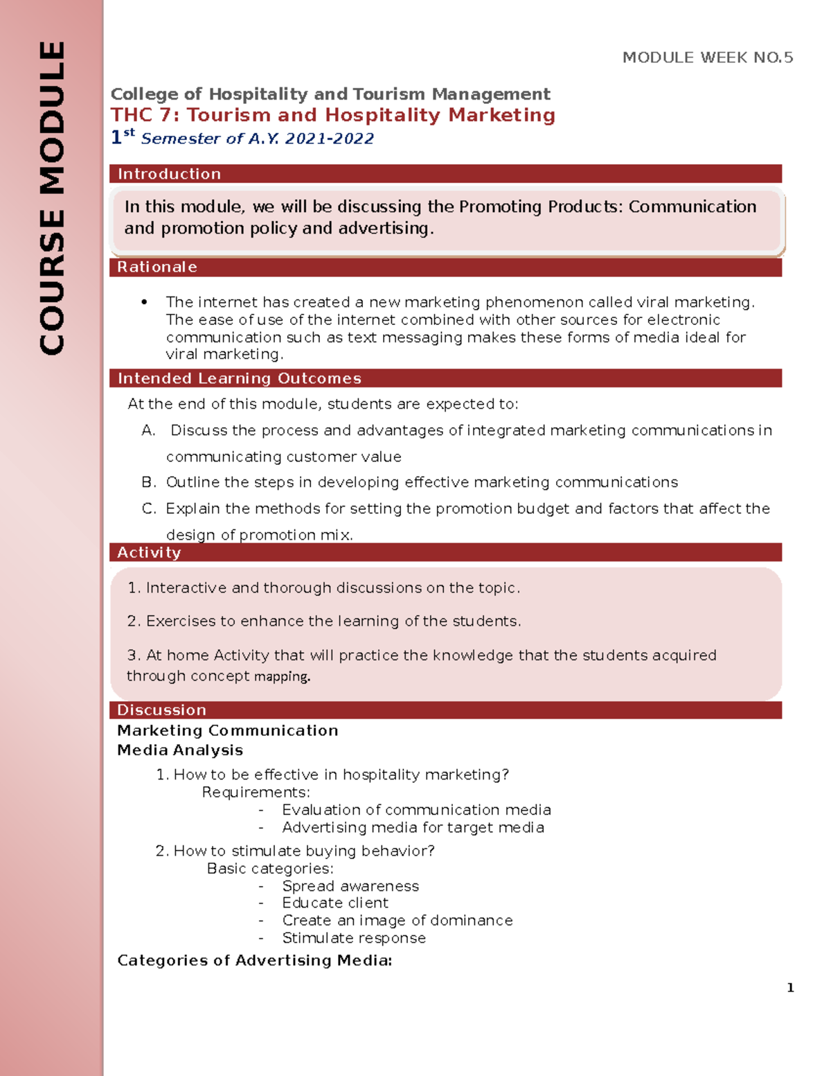 Module 5 - Promoting Products: Communication and promotion policy and ...