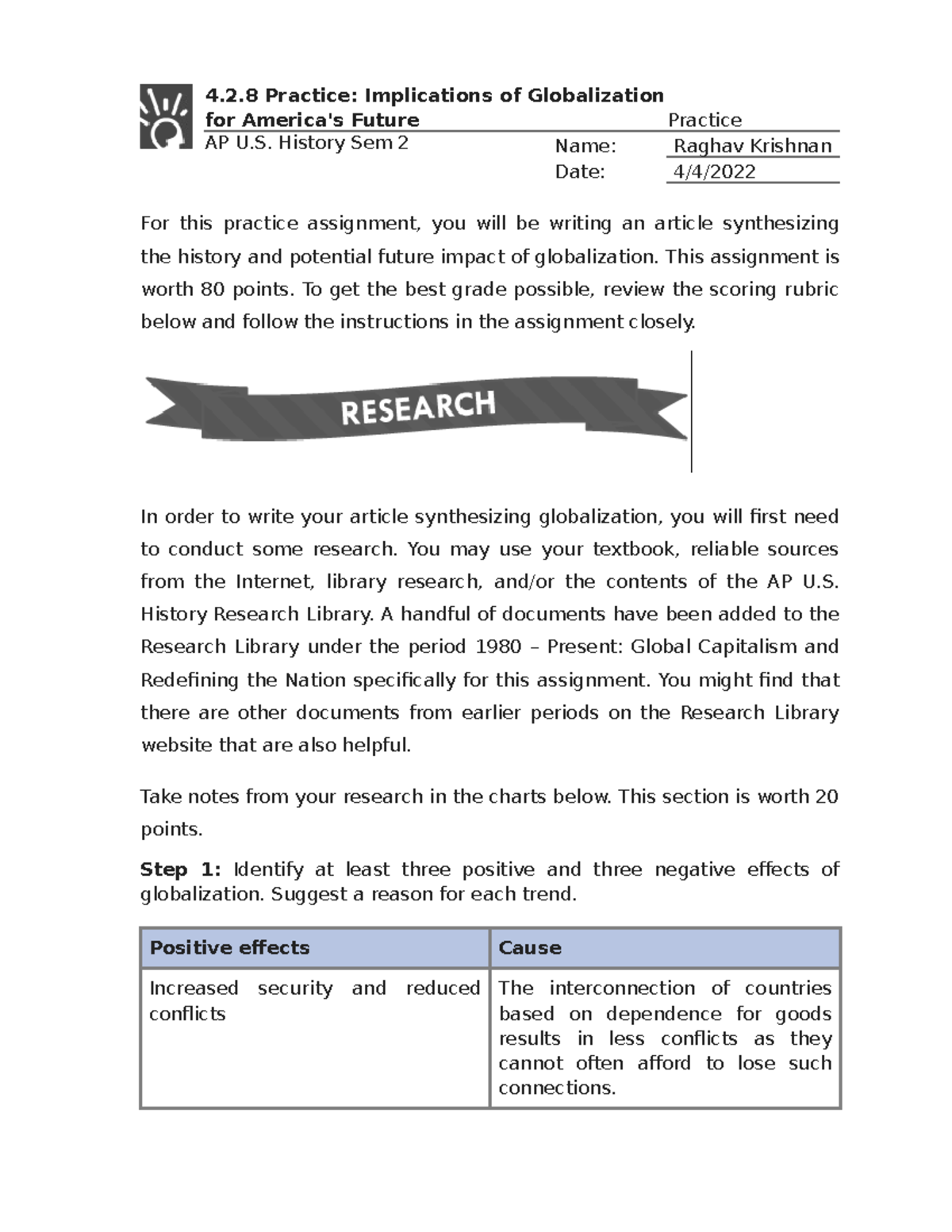 4.2.8 Practice - Implications of Globalization for America's Future ...