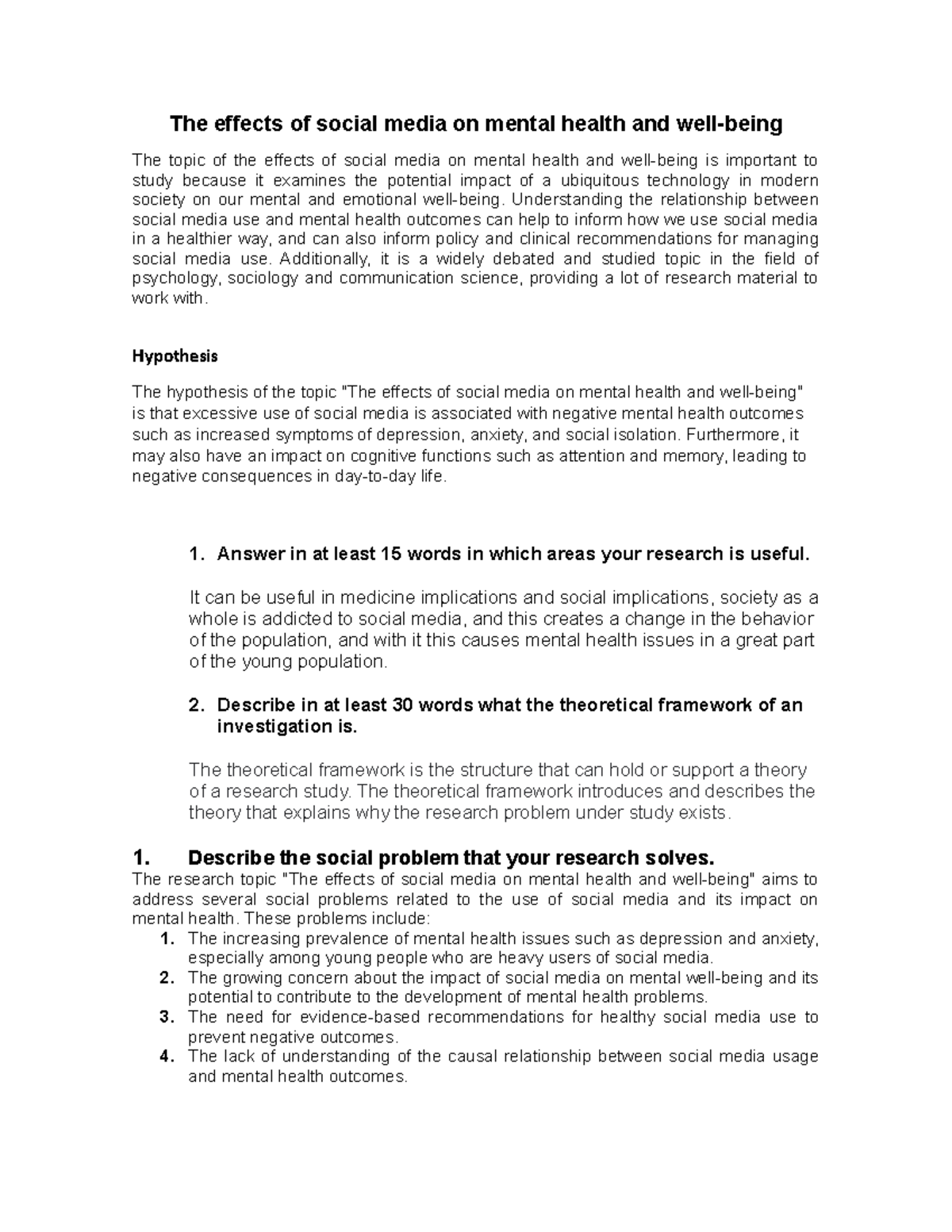 Evidence 1 ST - The effects of social media on mental health and well ...