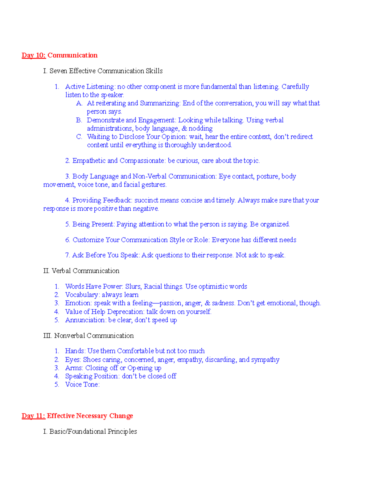 Sports Management 290 - Day 10: Communication I. Seven Effective ...