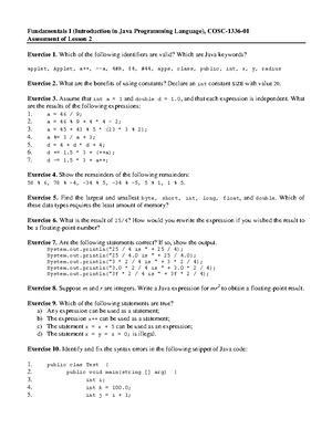 Assignment 5 - summer 2011 - Fundamentals I (Introduction in Java ...