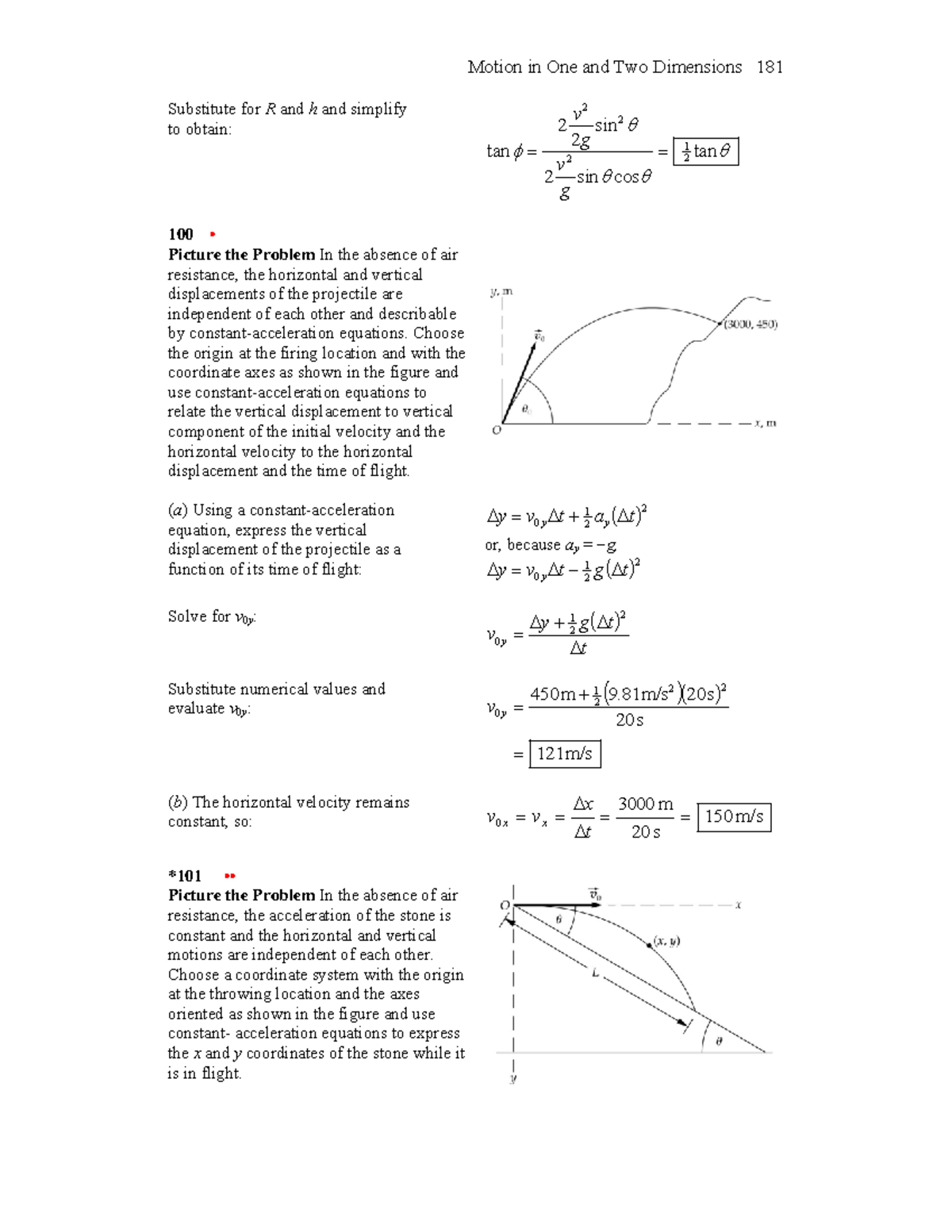 Physics Material (17) - Motion in One and Two Dimensions 181 Substitute for R and h and simplify ...