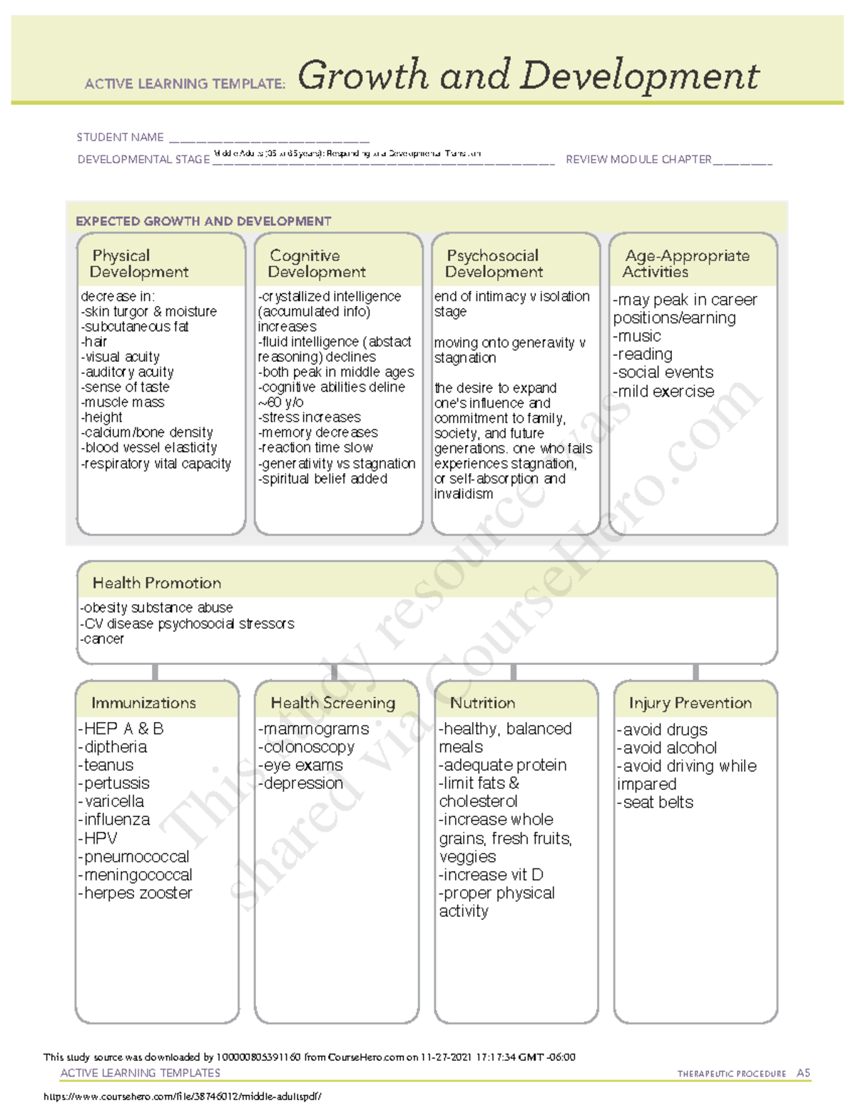 Middle adults - coursework - ACTIVE LEARNING TEMPLATES THERAPEUTIC ...
