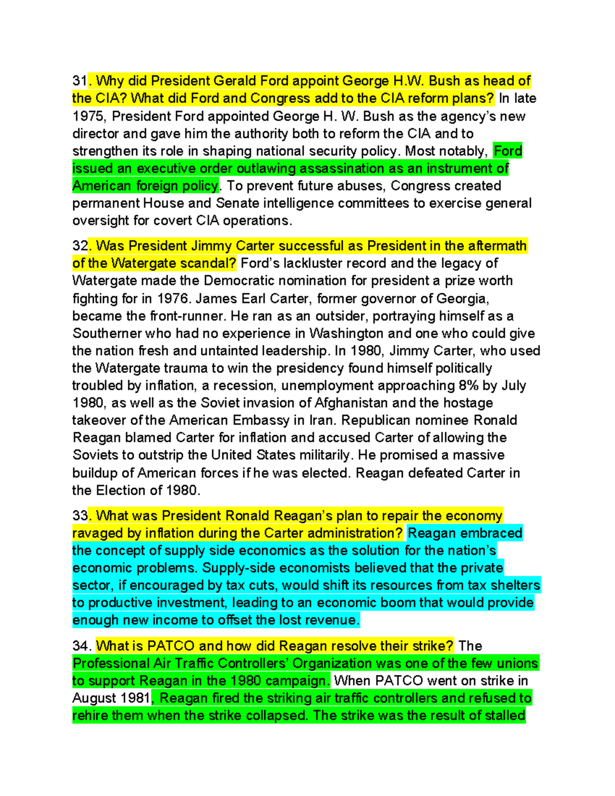31-40 exam question - history exam review - Why did President Gerald ...