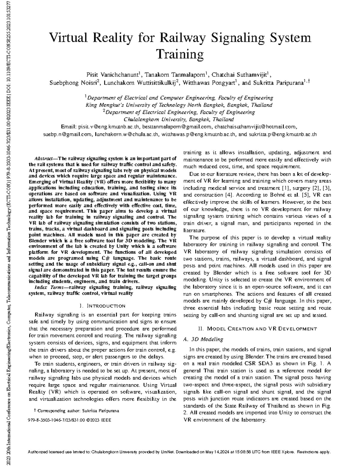 Virtual Reality for Railway Signaling System Training - Virtual Reality ...