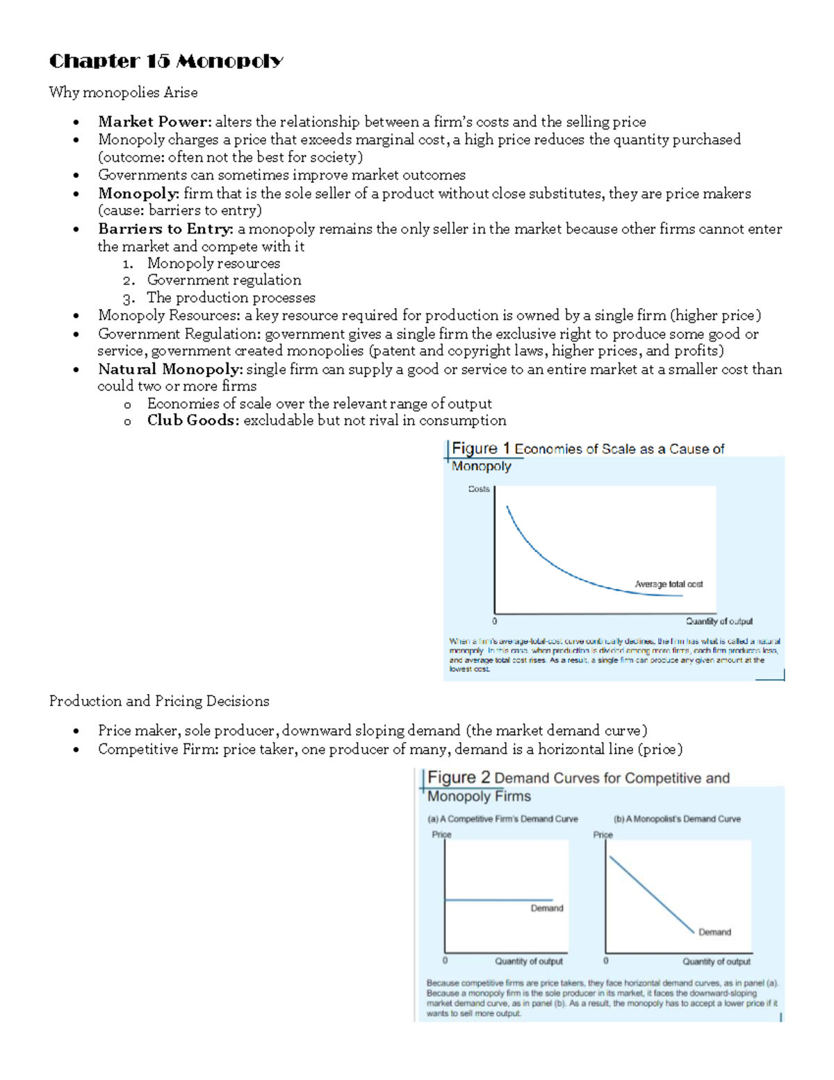 Chapter 15 Monopoly - The following notes are meant for students who do ...