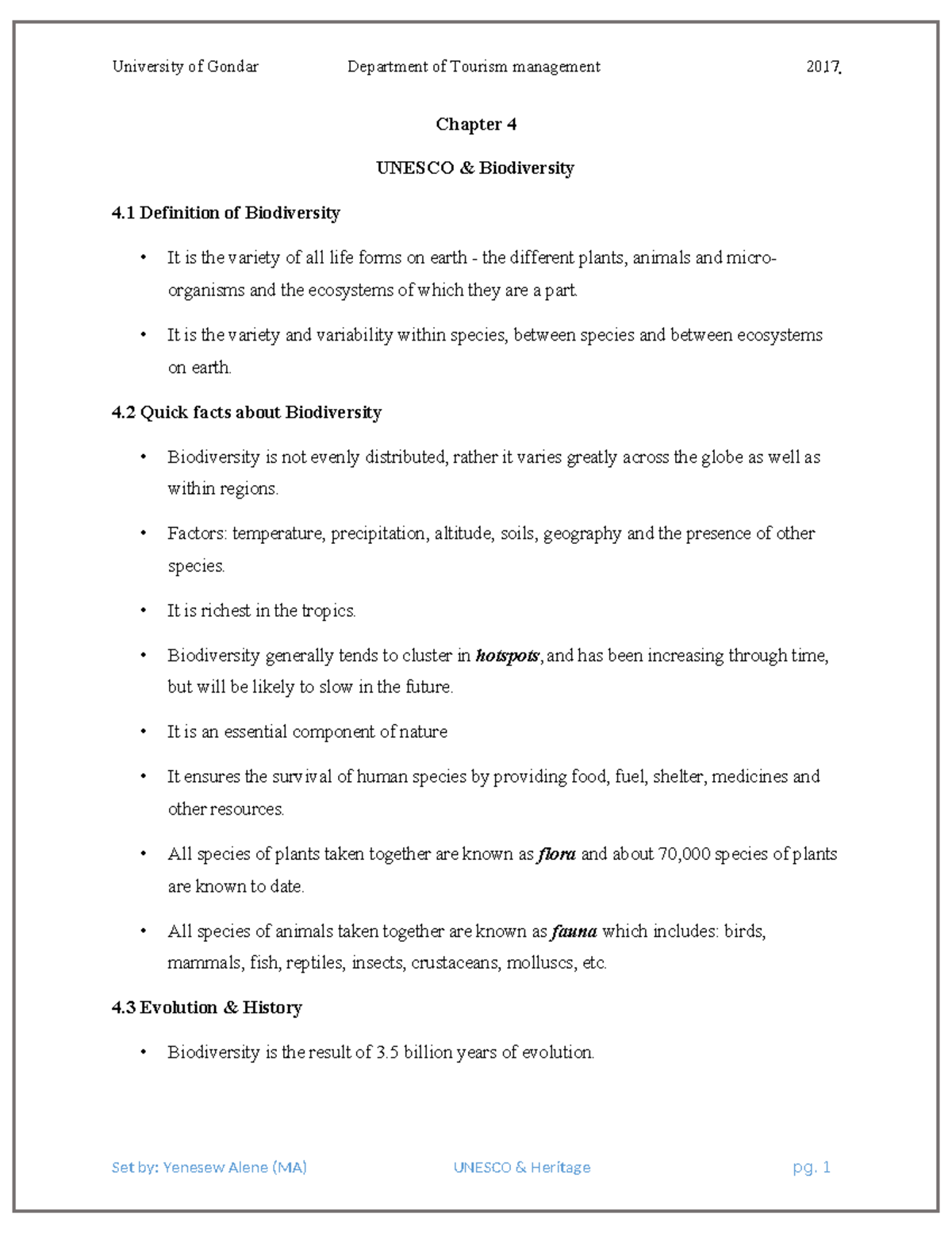 Chapter 4 Unesco & Biodiversity - Chapter 4 UNESCO & Biodiversity 4 Definition of Biodiversity ...
