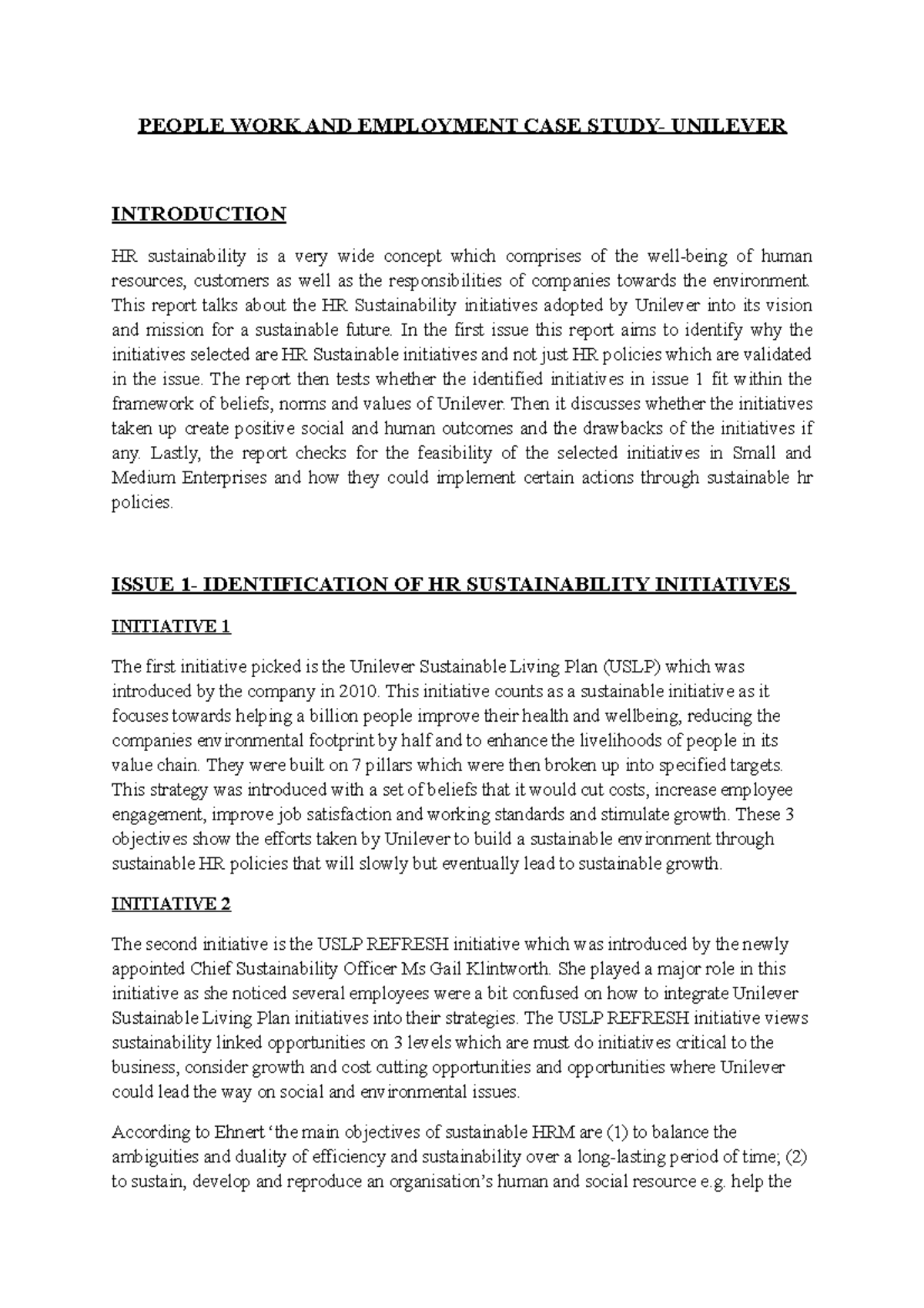 CASE Study PWE - major assignment - PEOPLE WORK AND EMPLOYMENT CASE ...