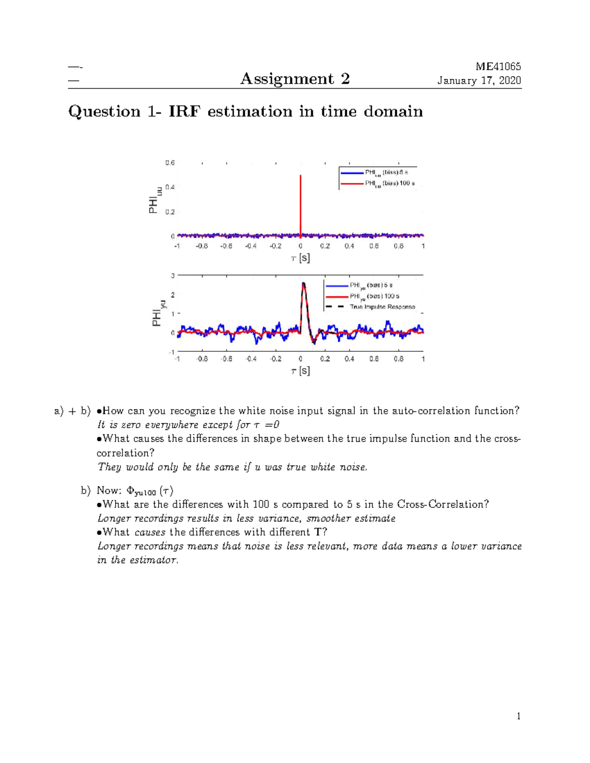 System ID Assignment 2 - — Assignment 2 January 17, 2020 Question 1 ...
