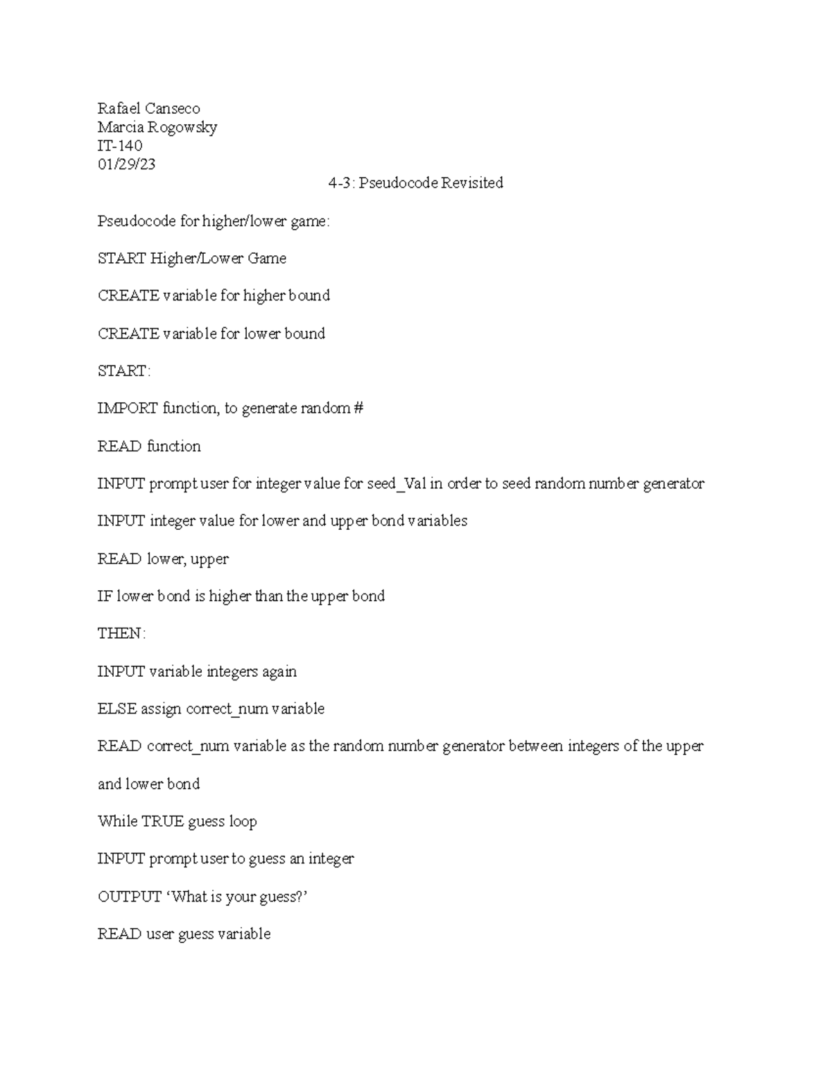 Week four assignment - Rafael Canseco Marcia Rogowsky IT- 01/29/23 4-3 ...