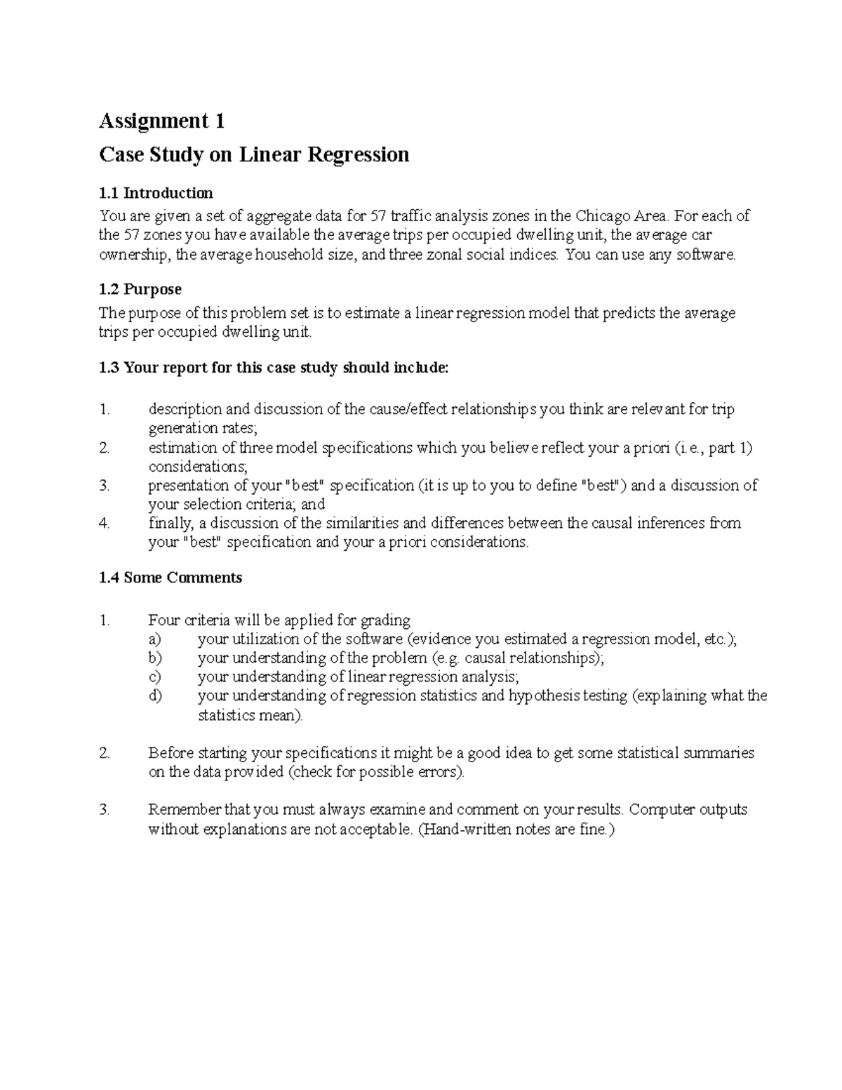 Assignment 1 - Important - Assignment 1 Case Study on Linear Regression 1 Introduction You are ...